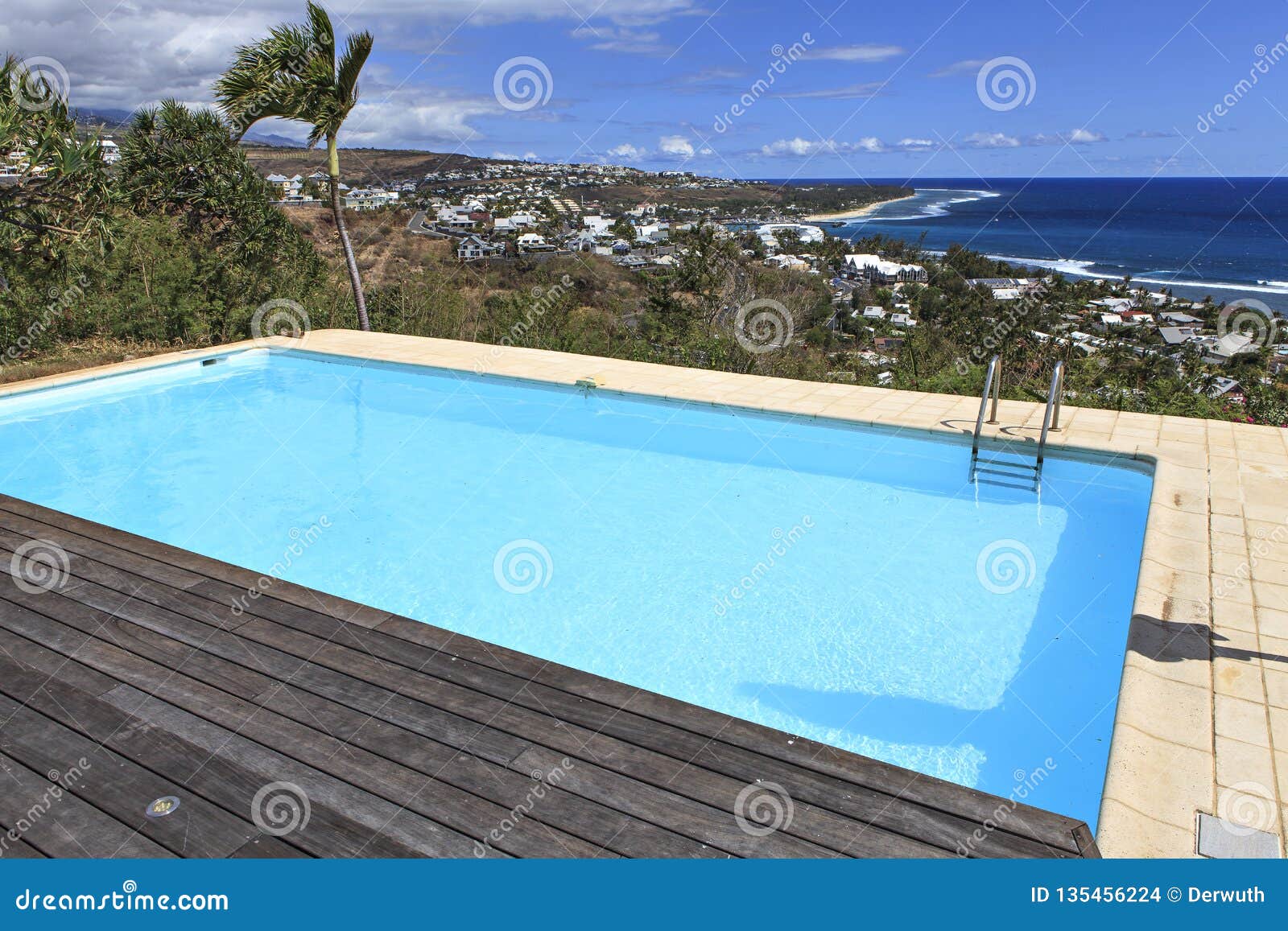 Swimming Pool Overlooking the Sea Stock Photo - Image of stone ...