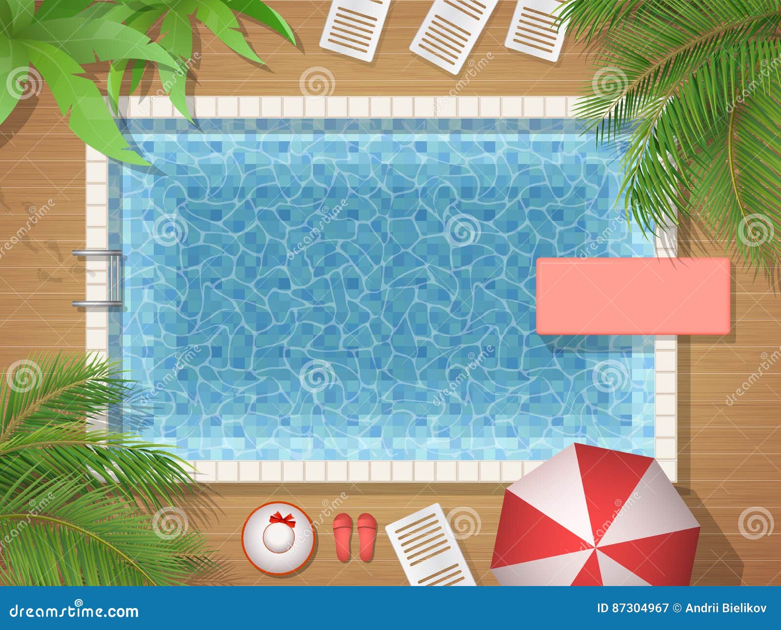 Swimming Pool and Palm Top View Stock Vector - Illustration of ...