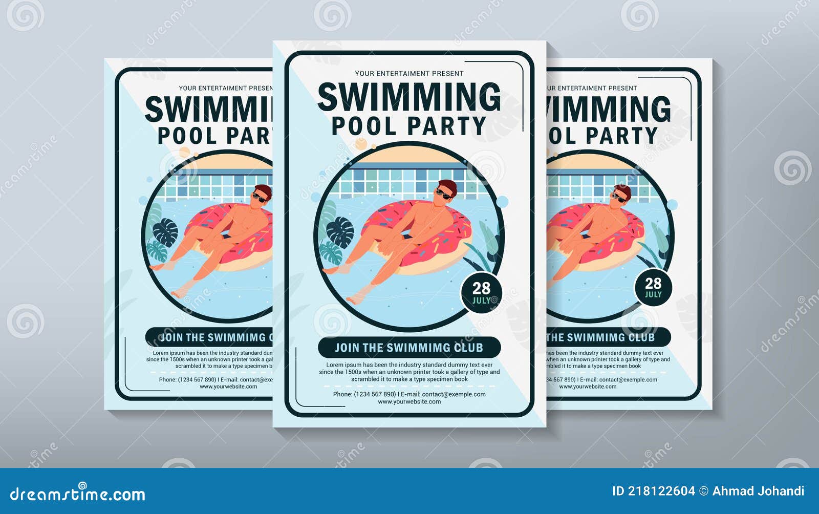 Swimming Pool Party Flyer Template Design Stock Illustration ...
