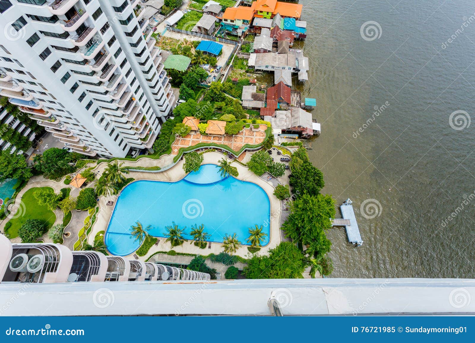 Swimming Pool and Pier Top View. Stock Image - Image of clouds, outdoor ...
