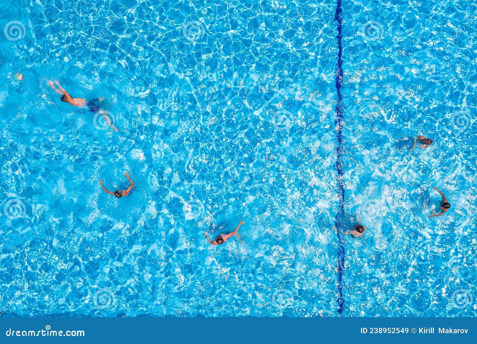 Swimming Pool with Playing People, Overhead View Stock Image - Image of ...