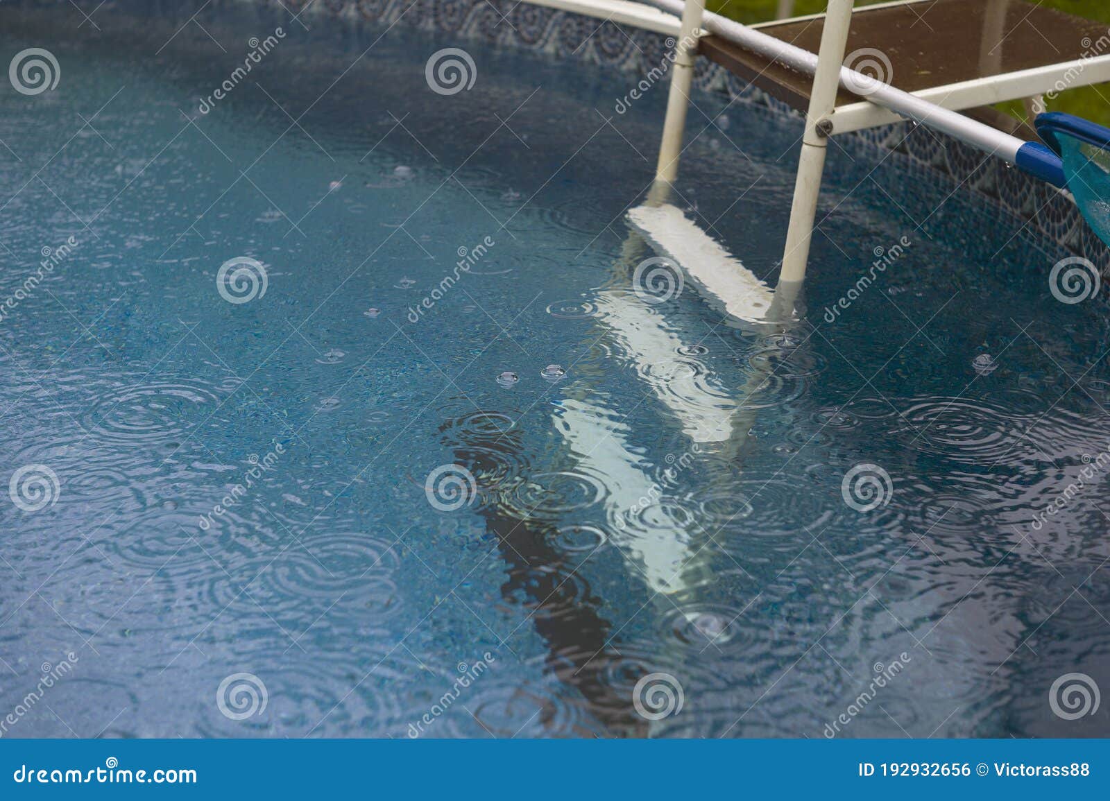 Swimming Pool in a Rainy Day Stock Photo - Image of empty, season ...