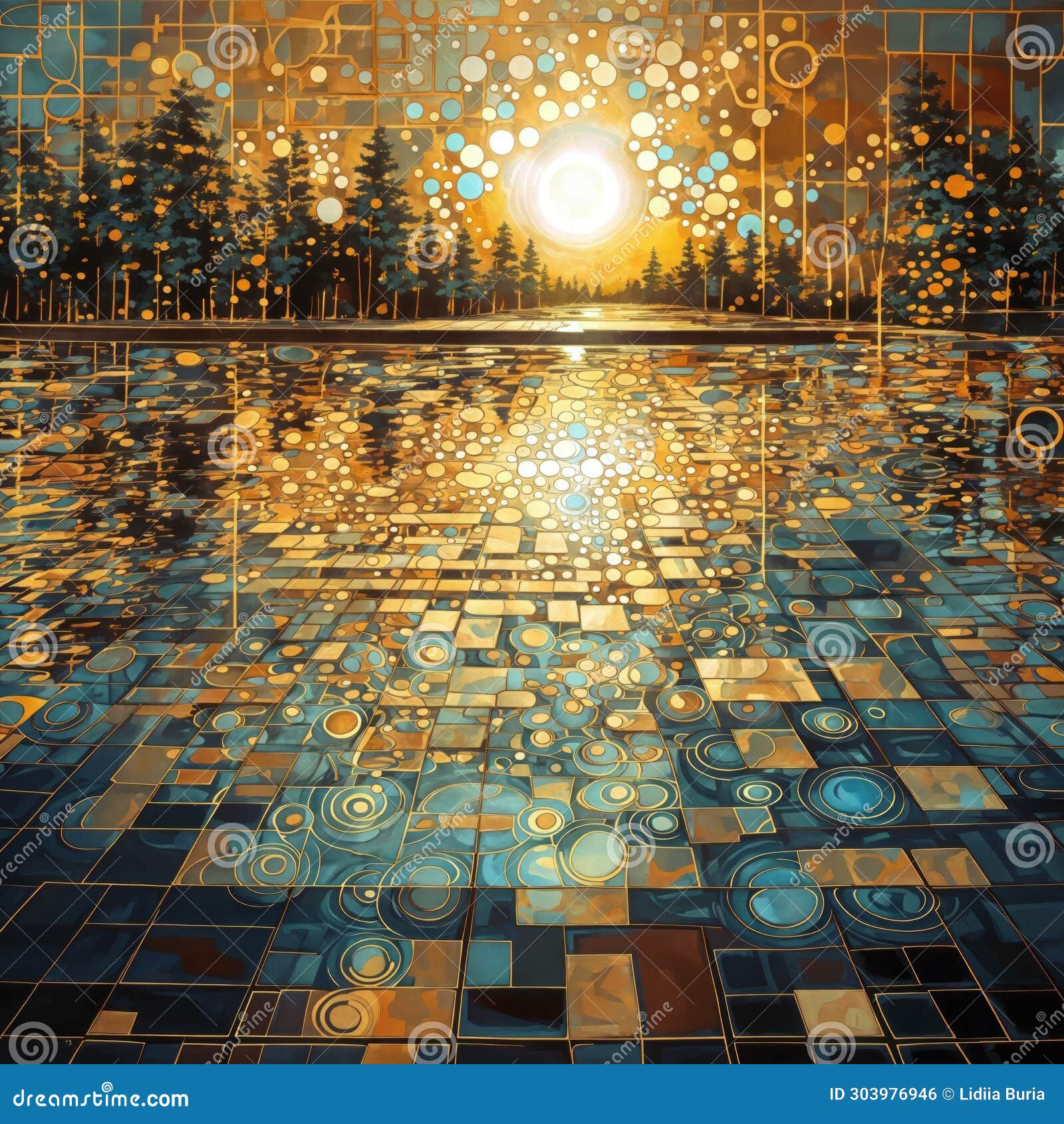 Sunset Reflections: Swimming Pool with Sun and Trees Reflecting ...