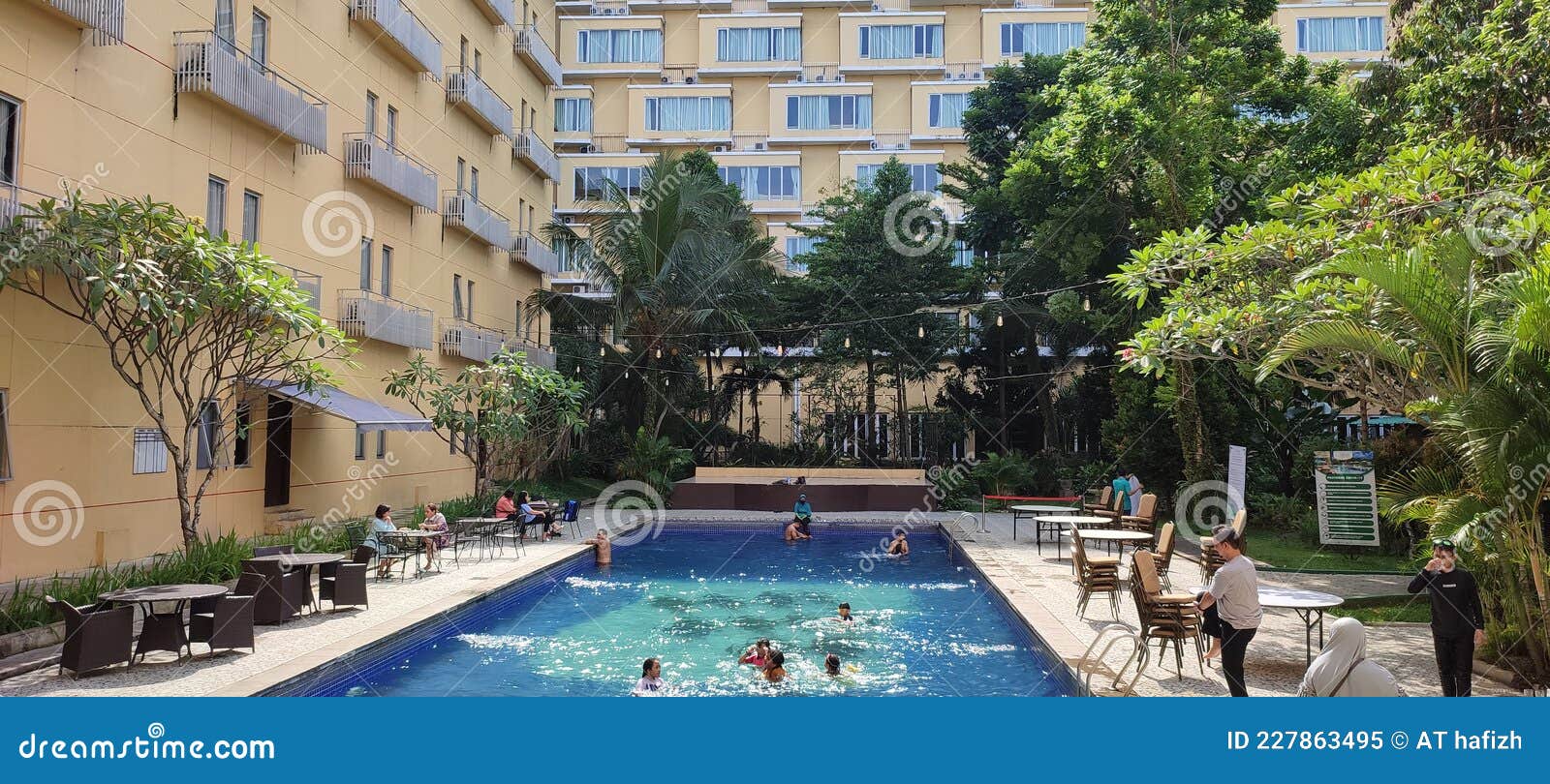 Swimming Pool in Resort in the Morning Editorial Image - Image of ...