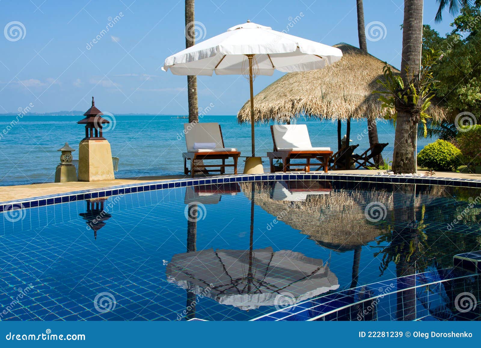 Swimming Pool by the Sea in Thailand Stock Image - Image of blue ...