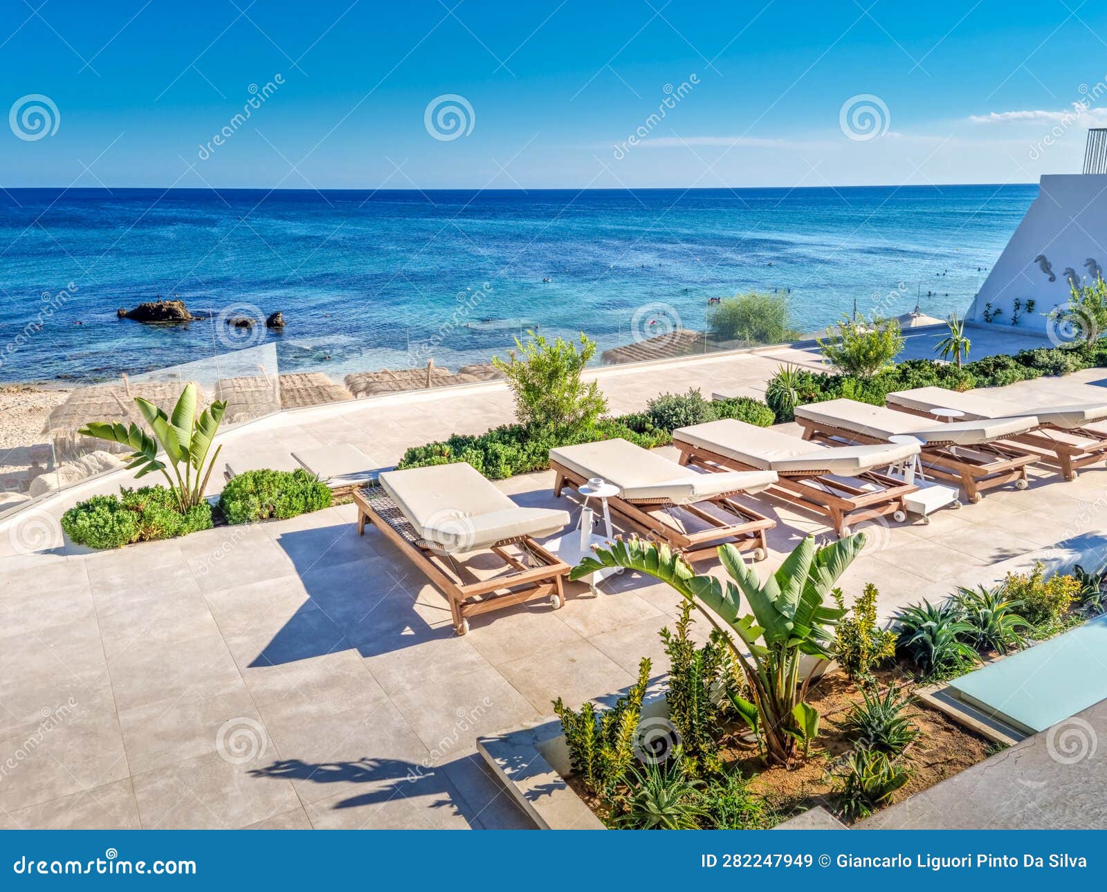 Swimming Pool with Sea View Stock Image - Image of landscape ...