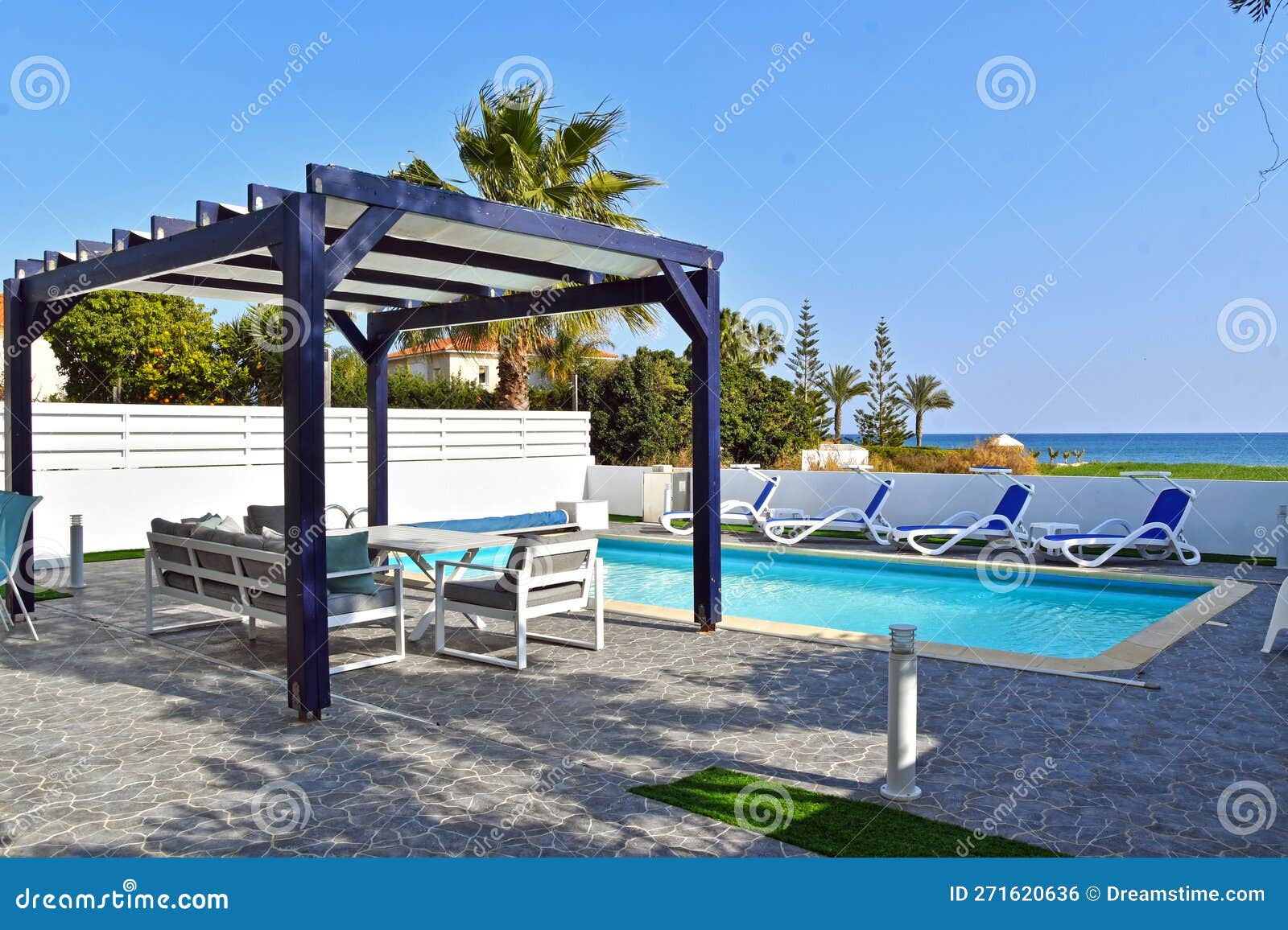 Swimming Pool with Sea View Stock Photo - Image of relax, yard: 271620636