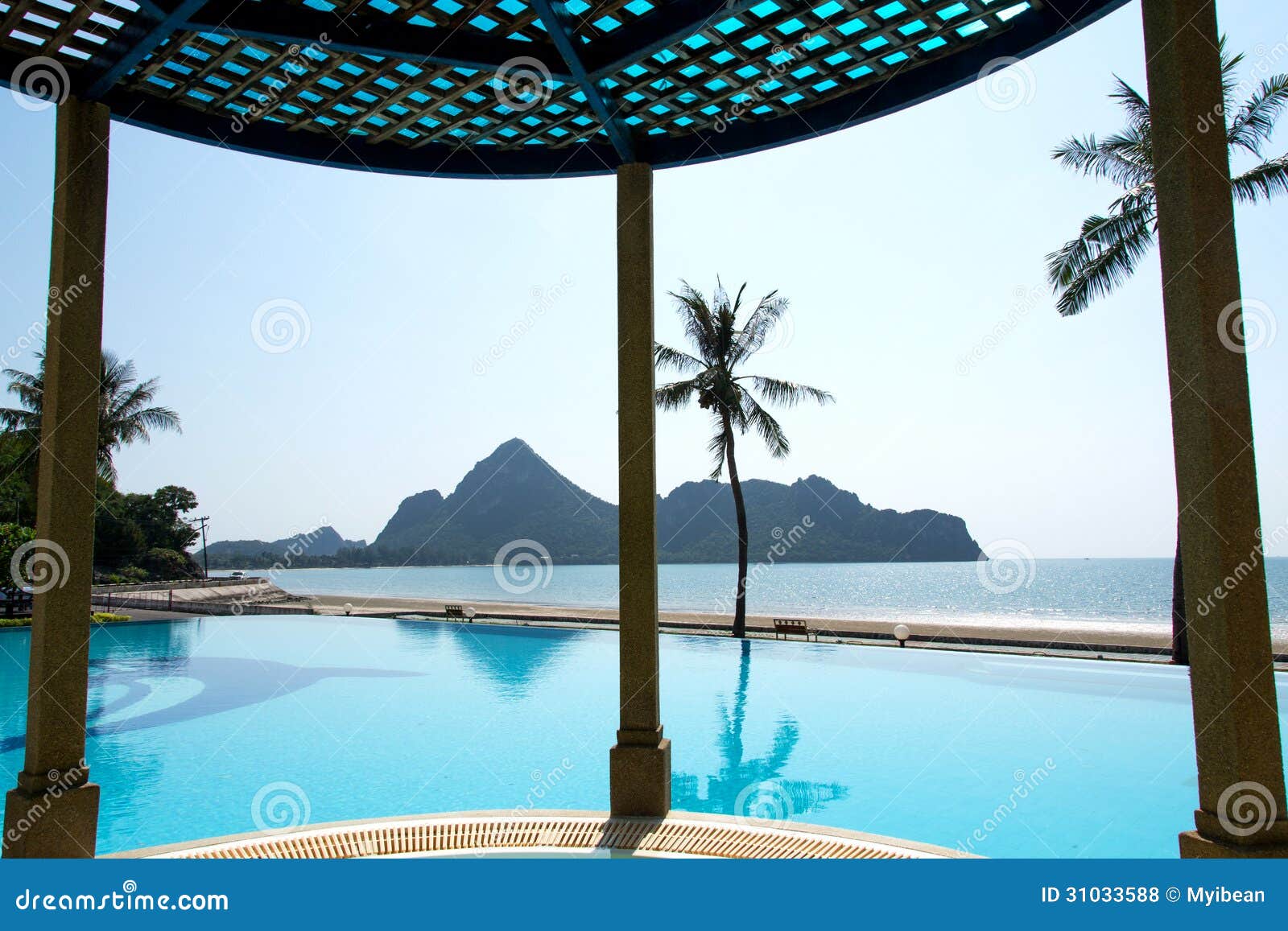 Swimming pool and seaview stock photo. Image of hotel - 31033588