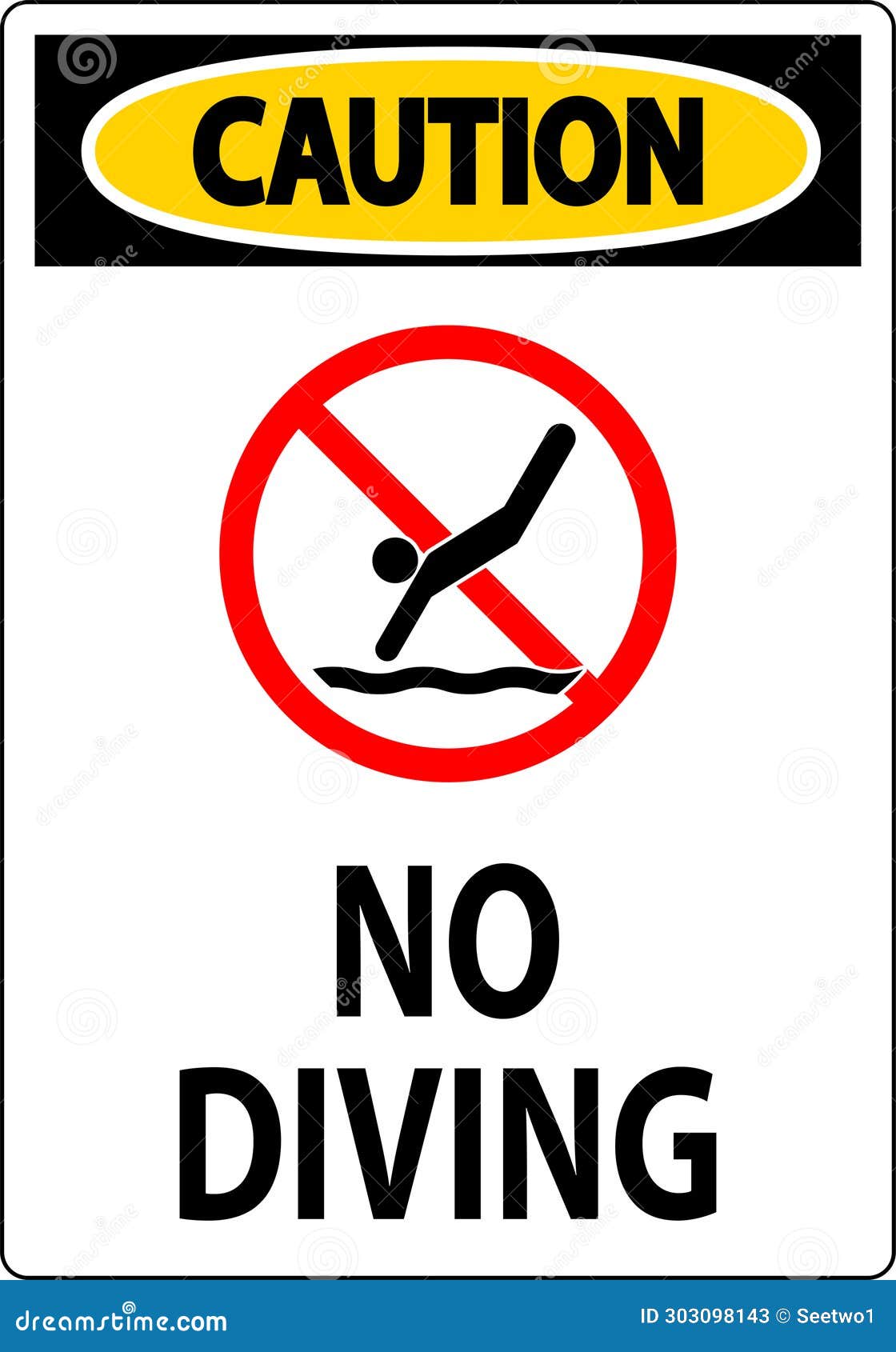 Swimming Pool Sign Caution No Diving Stock Vector - Illustration of ...