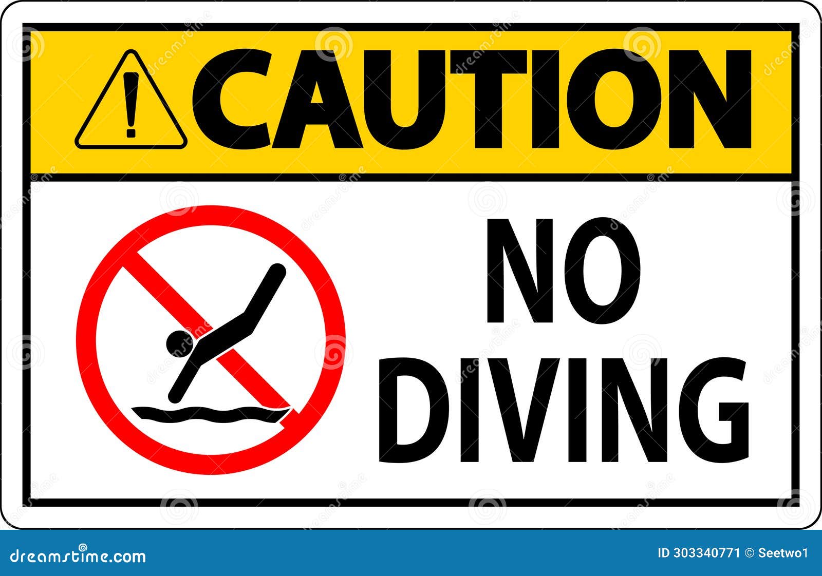 Swimming Pool Sign Caution No Diving Stock Vector - Illustration of ...
