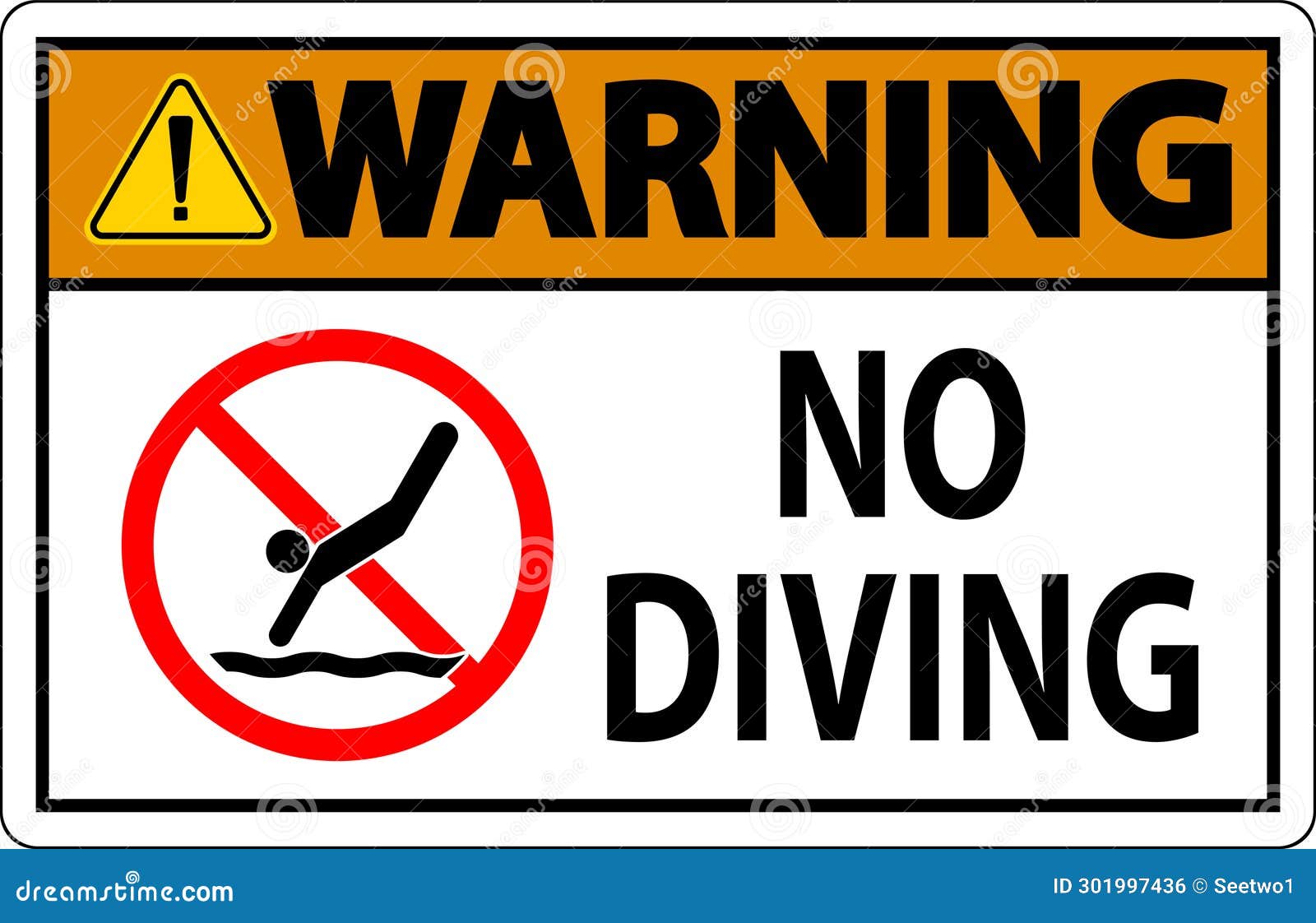 Swimming Pool Sign Warning No Diving Stock Vector - Illustration of ...