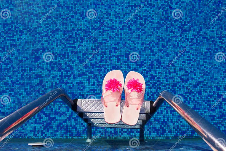 Swimming pool slippers stock photo. Image of resort, outdoors - 13100936