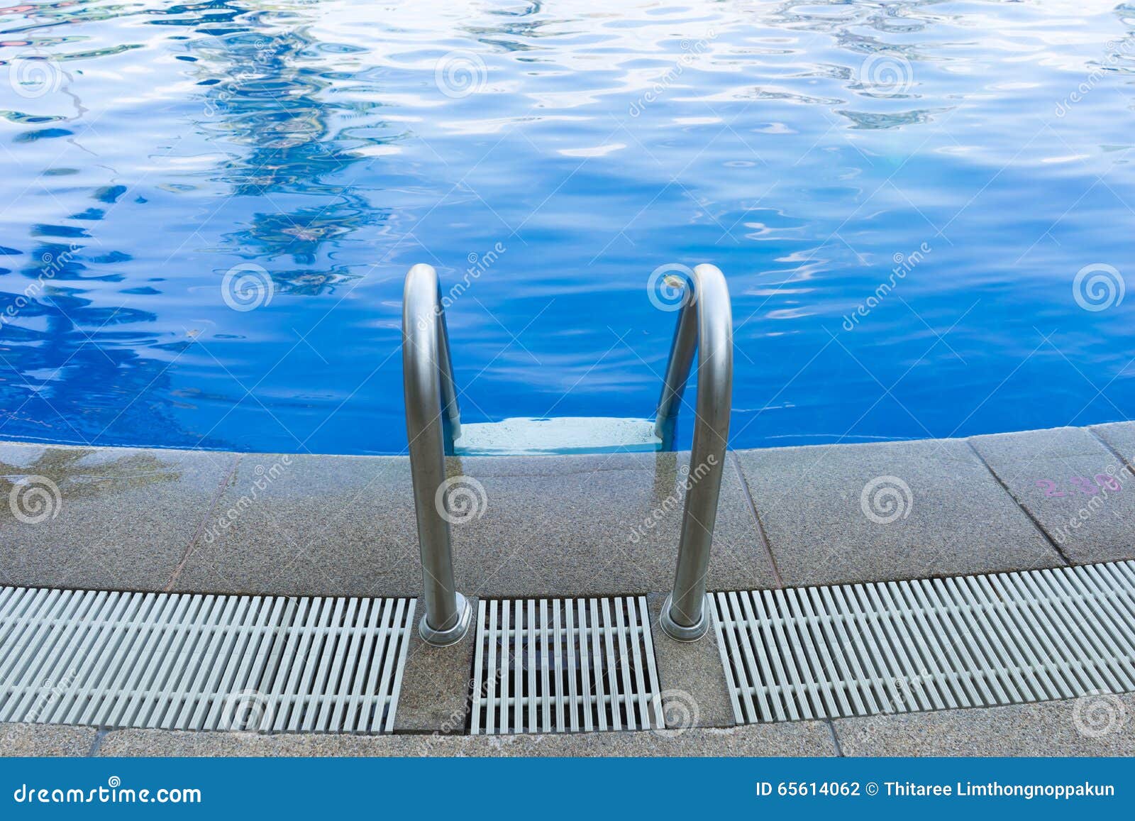 Pool Stair On Top View On Blue Water In Swimming Pool Stock Photography ...