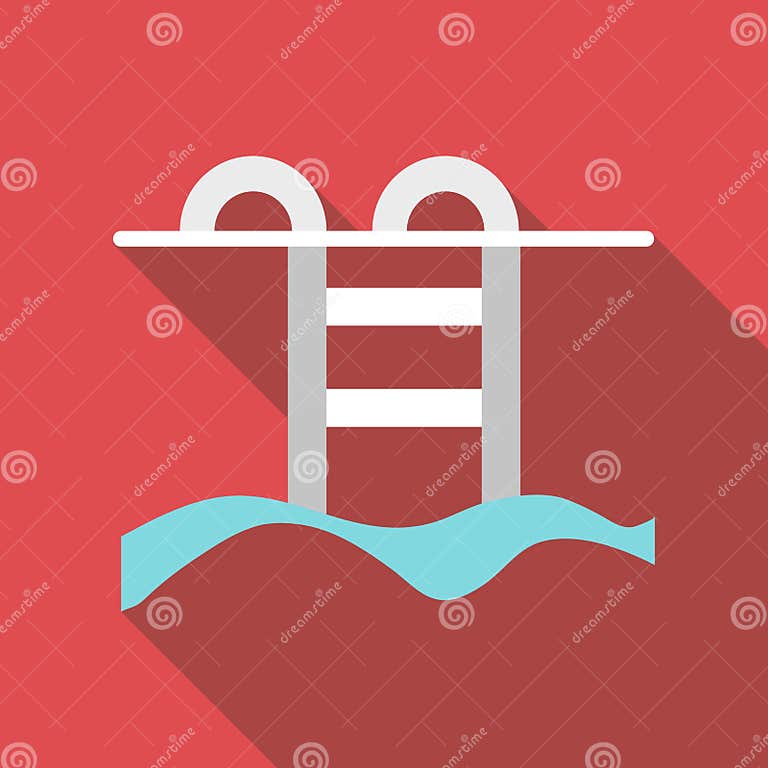 Swimming Pool with Stairs Icon, Flat Style Stock Vector - Illustration ...
