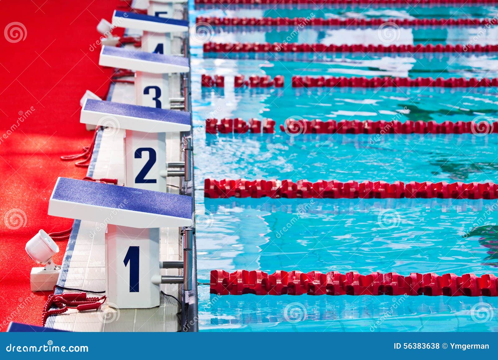 Swimming Pool Starting Blocks Stock Photo - Image of empty, horizontal ...