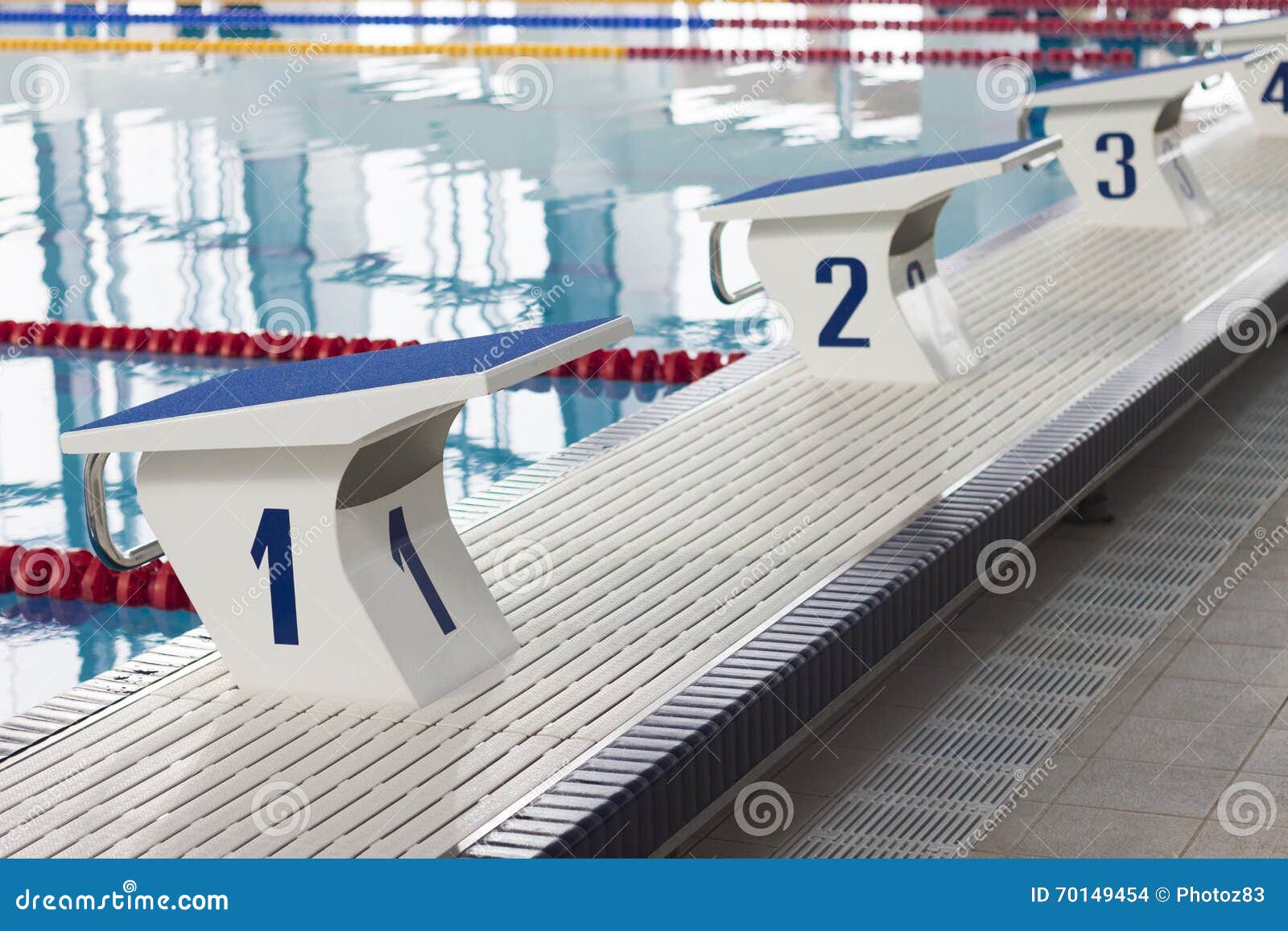 Swimming Pool Starting Blocks Stock Photo - Image of race, ripple: 70149454