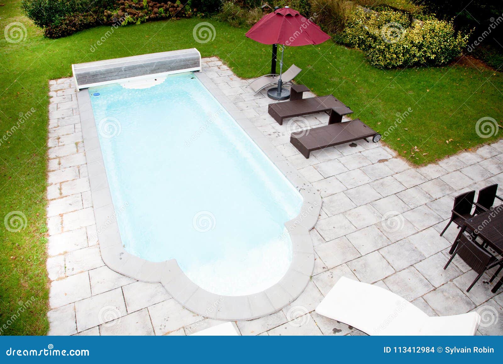 Swimming Pool with Deck Top View Stock Photo - Image of house, outdoor ...