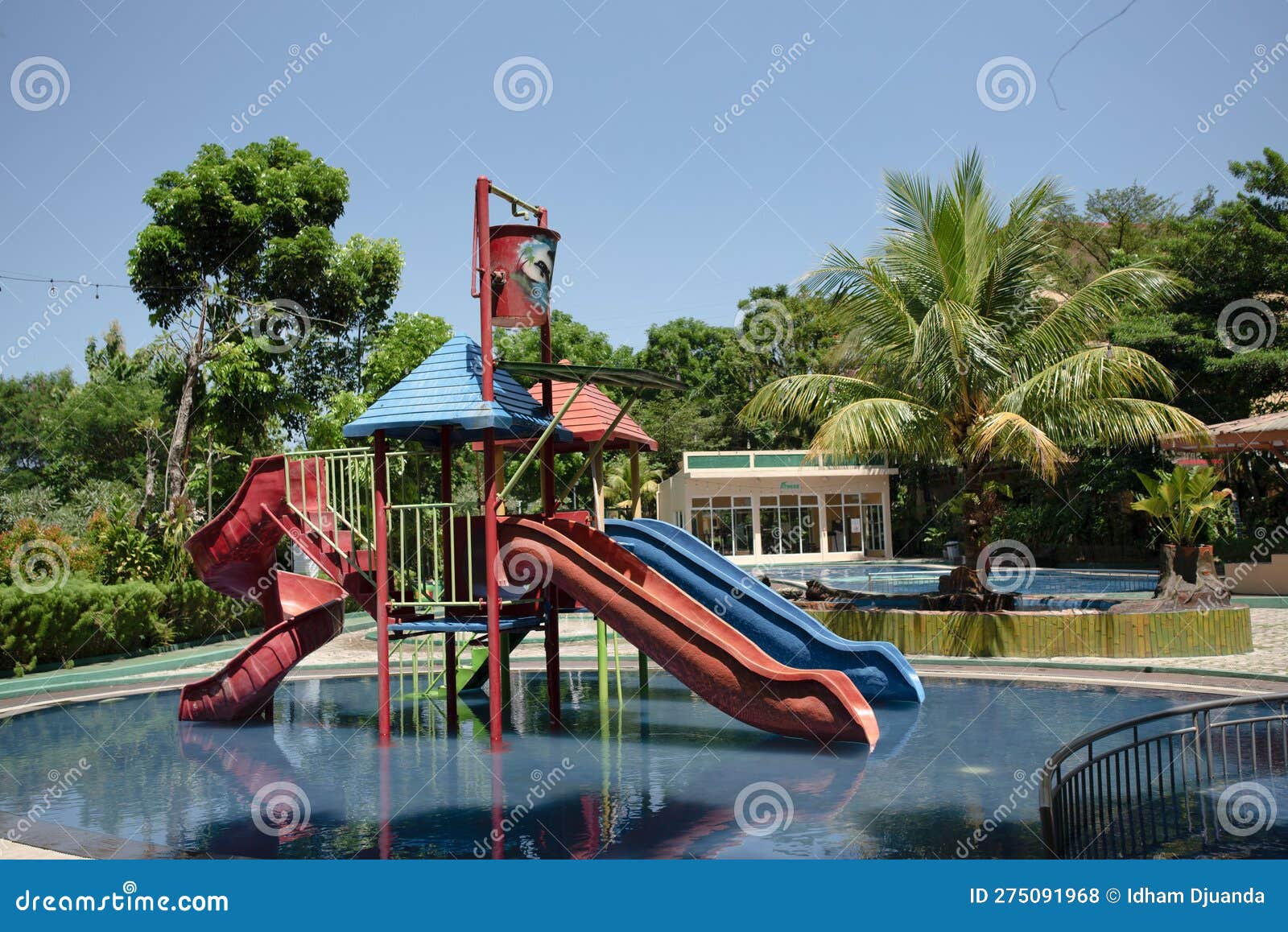 Swimming Pool Straws are Red and Blue Stock Photo - Image of safe, blue ...