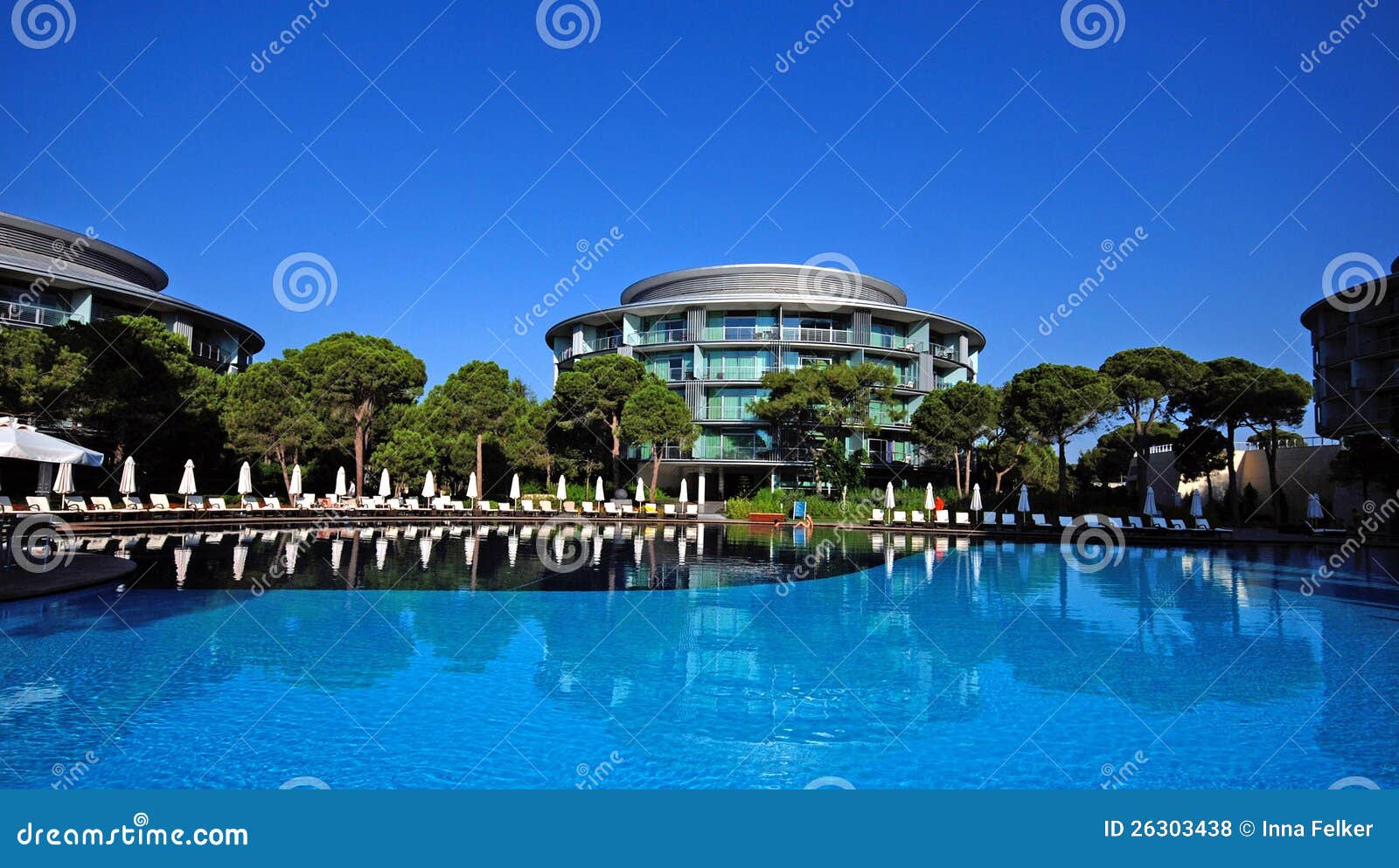 Swimming Pool in Summer Resort Stock Photo - Image of panoramic ...