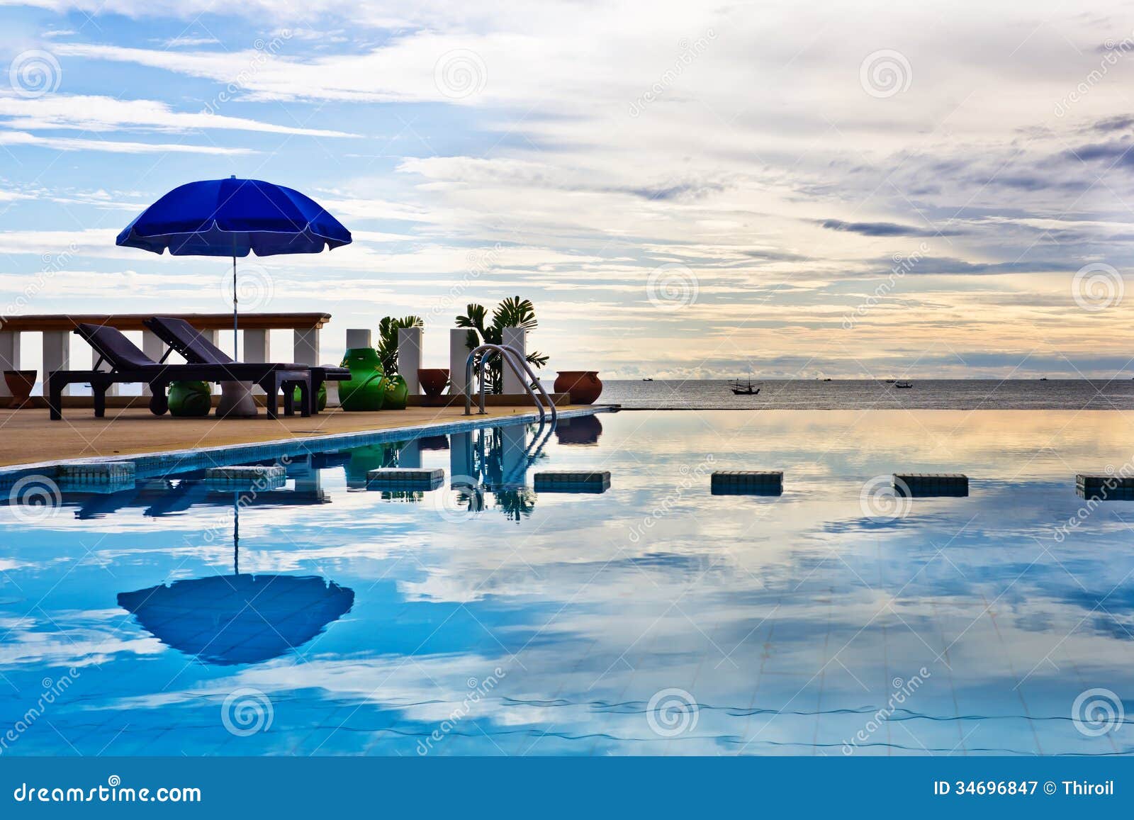 Swimming pool at sun rise. stock image. Image of happy - 34696847