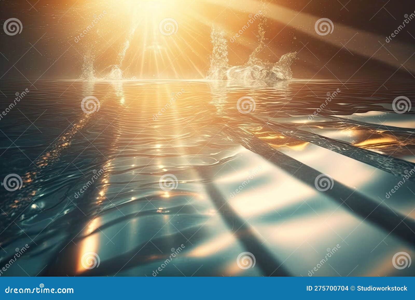 Swimming Pool with Sunbeams Shining through the Water, Creating ...