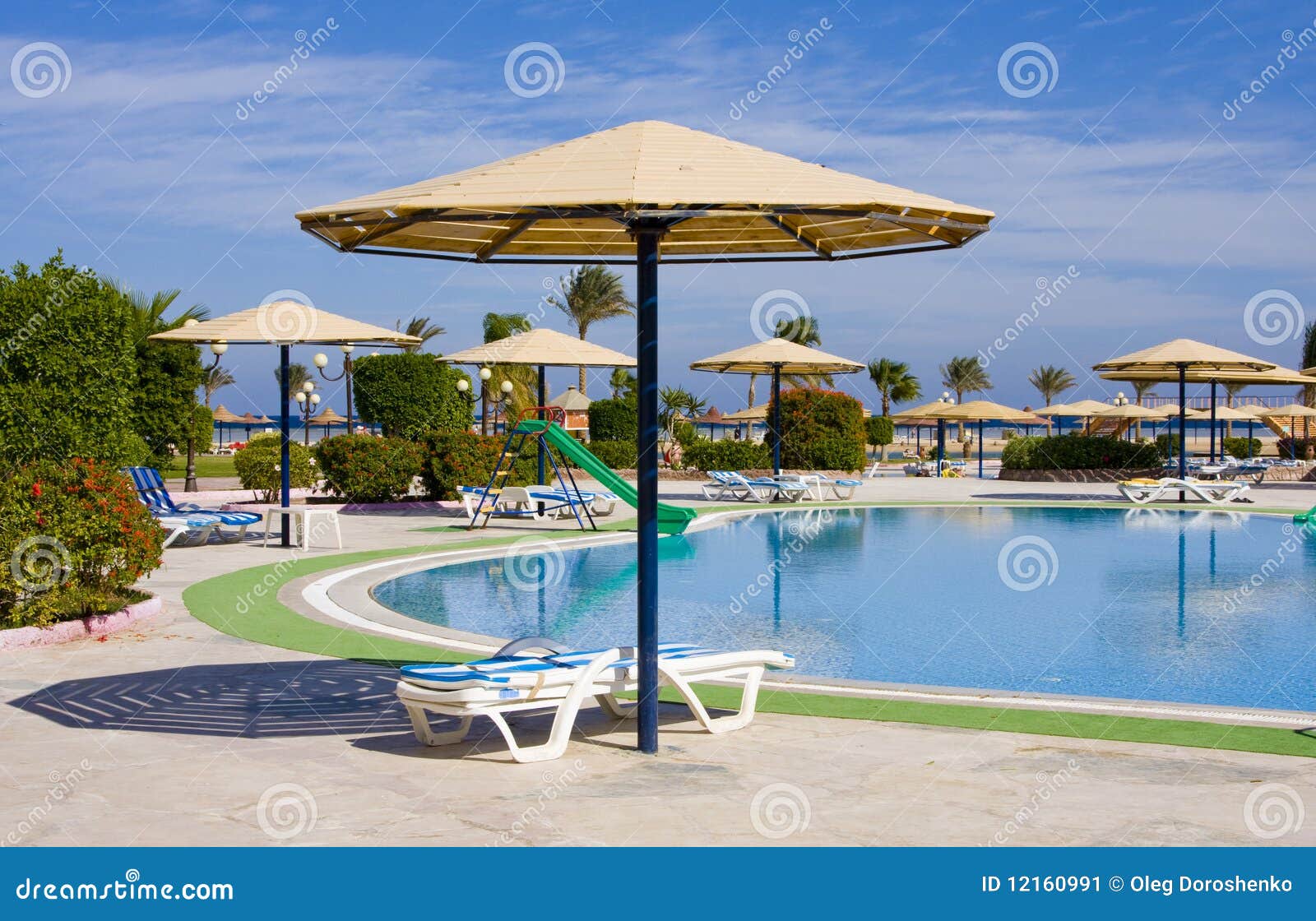 Swimming Pool on a Sunny Day. Stock Image - Image of island, holiday ...