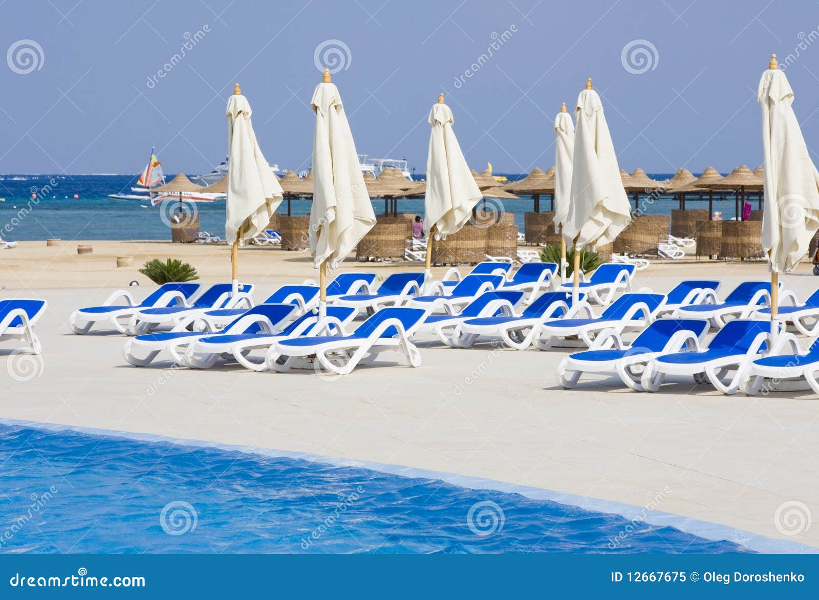 Swimming Pool on a Sunny Day. Stock Image - Image of large, beautiful ...