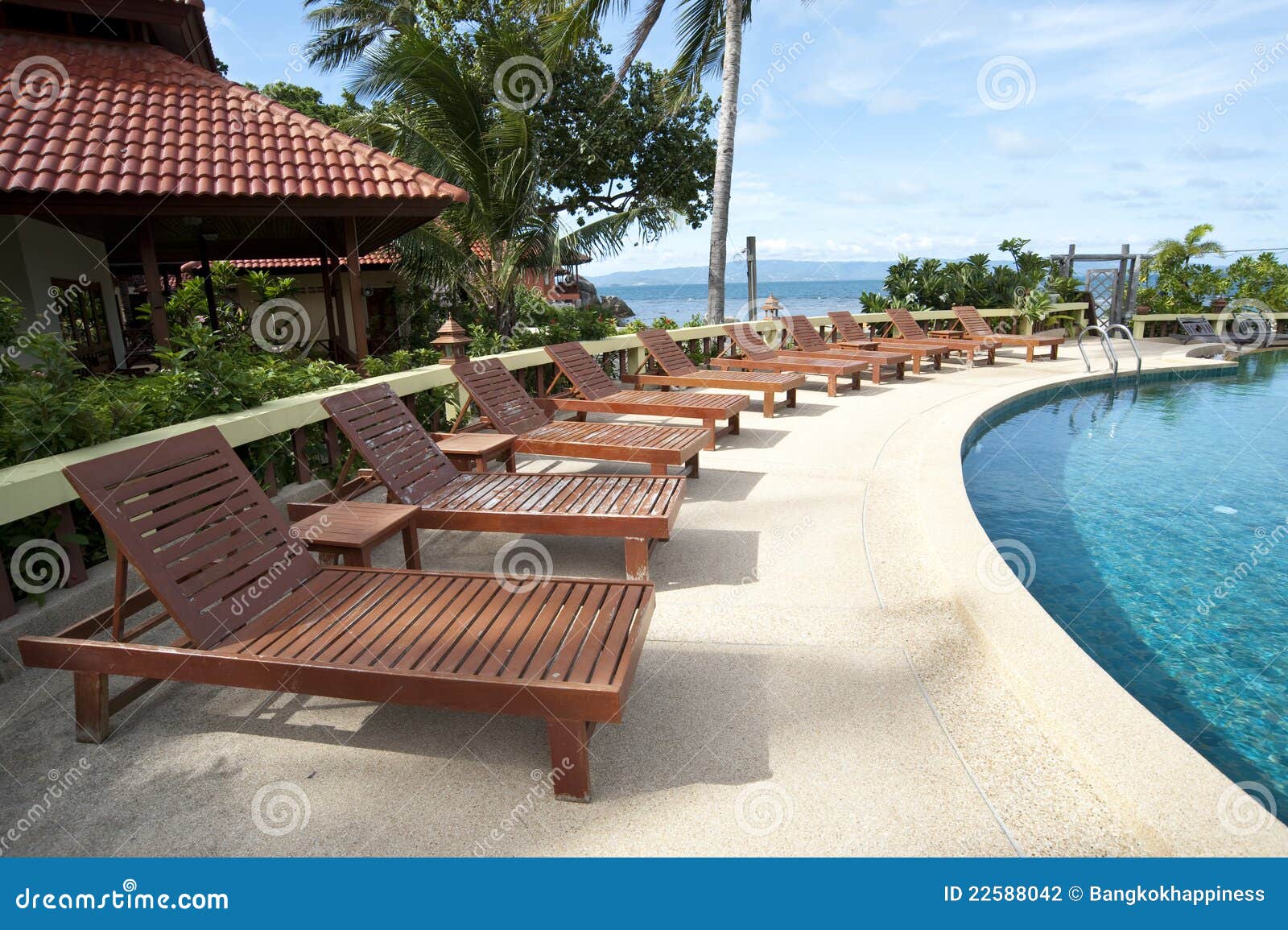 Swimming Pool on a Sunny Day Stock Photo - Image of honeymoon, parasol ...