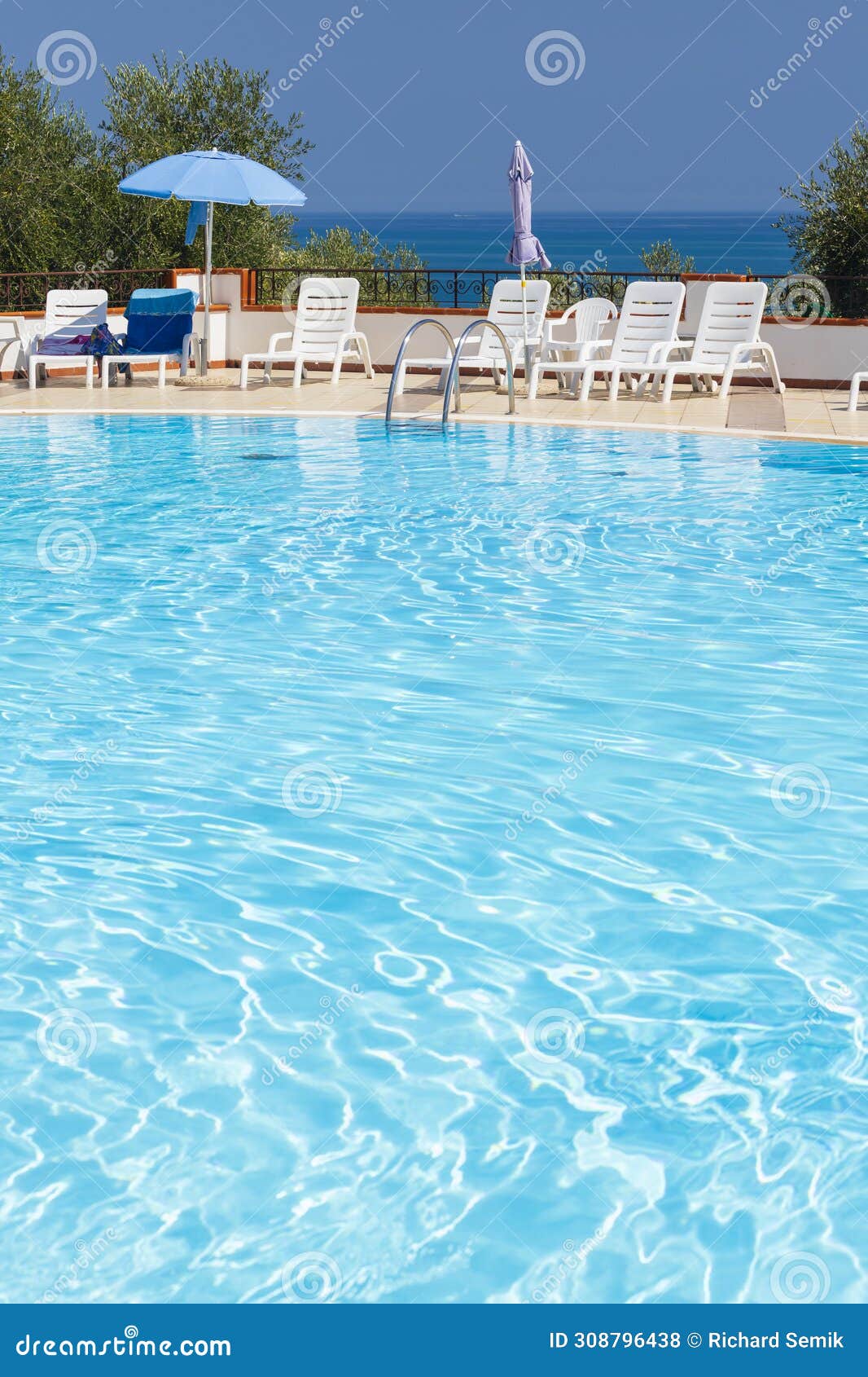 Swimming Pool on Sunny Day by Sea Stock Photo - Image of recreation ...