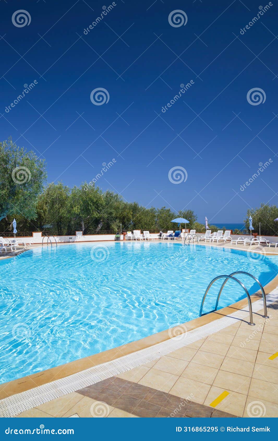 Swimming Pool on Sunny Day by Sea Stock Image - Image of recreation ...