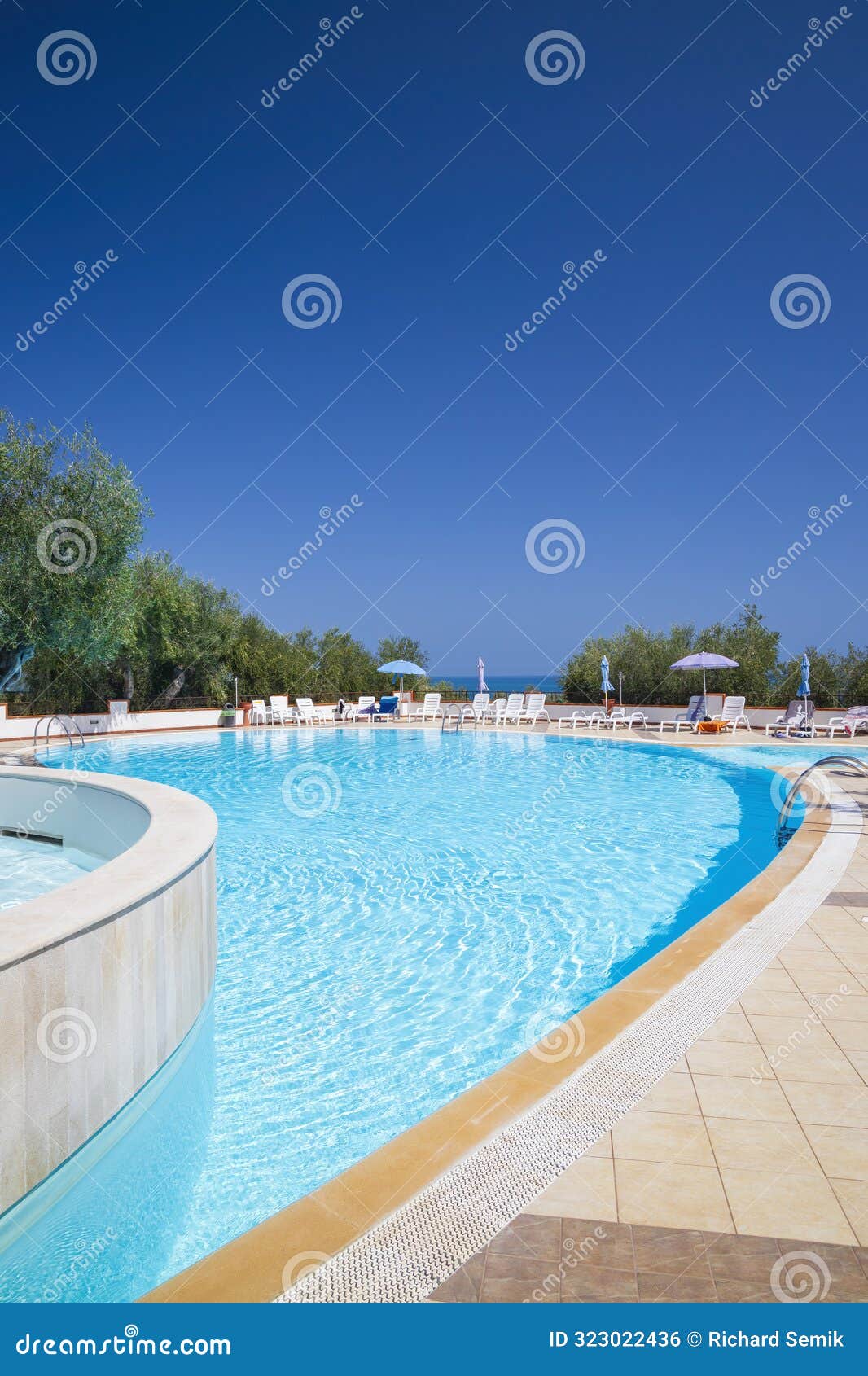 Swimming Pool on Sunny Day by Sea Stock Photo - Image of clean, clear ...
