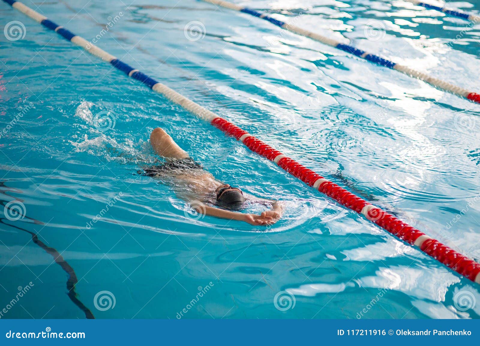 Swimming on the Pool. Swimmer Back Backstroke Editorial Photo - Image ...