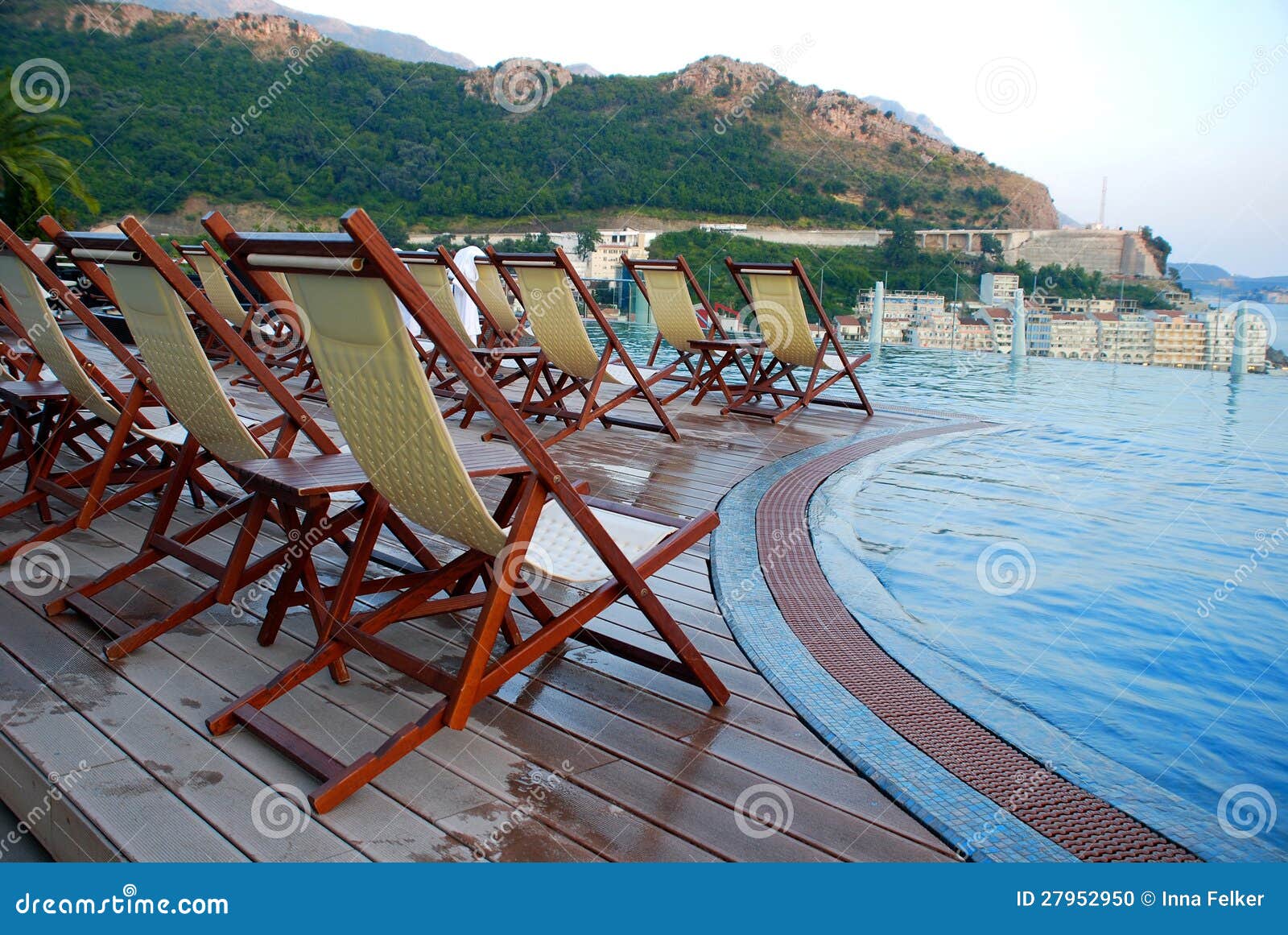 Swimming Pool, Terrace and Outdoor Chairs Stock Photo - Image of ...
