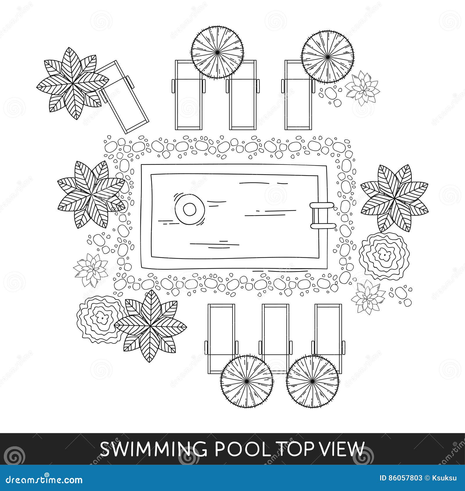 Swimming pool Top View stock vector. Illustration of garden - 86057803