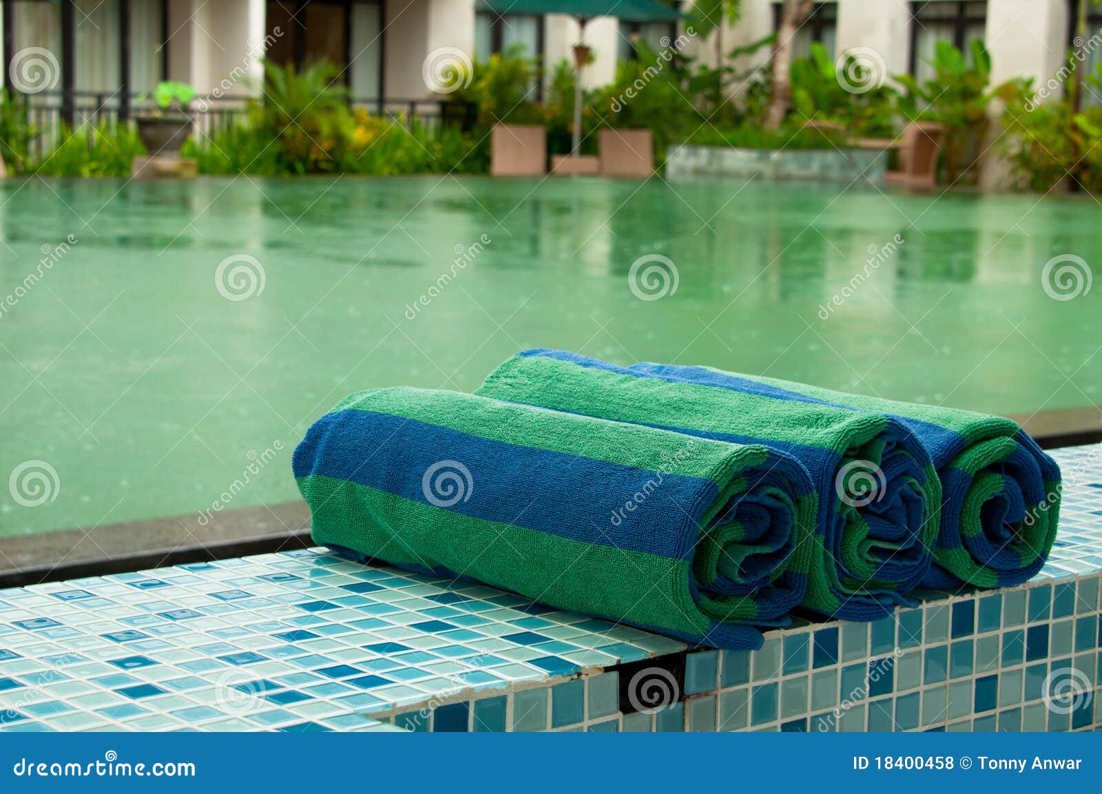 Swimming Pool Towel stock photo. Image of vacation, pool - 18400458
