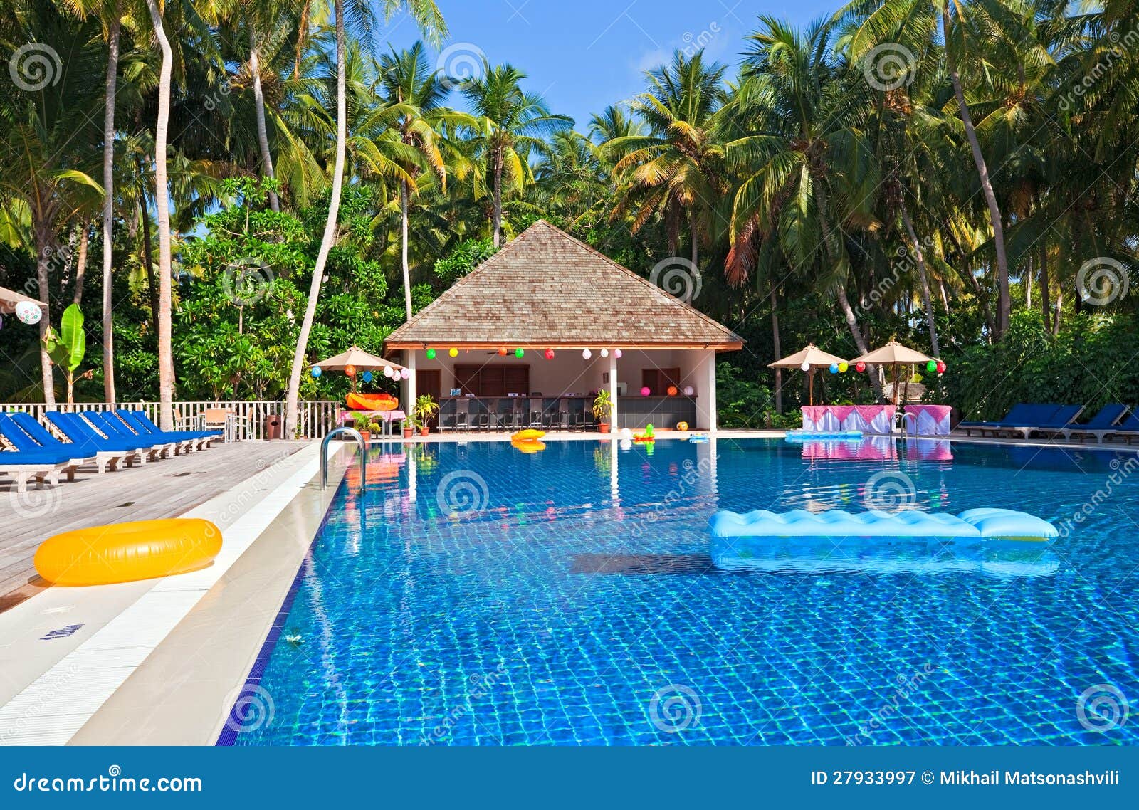 Swimming Pool in a Tropical Hotel Stock Image - Image of inflatable ...
