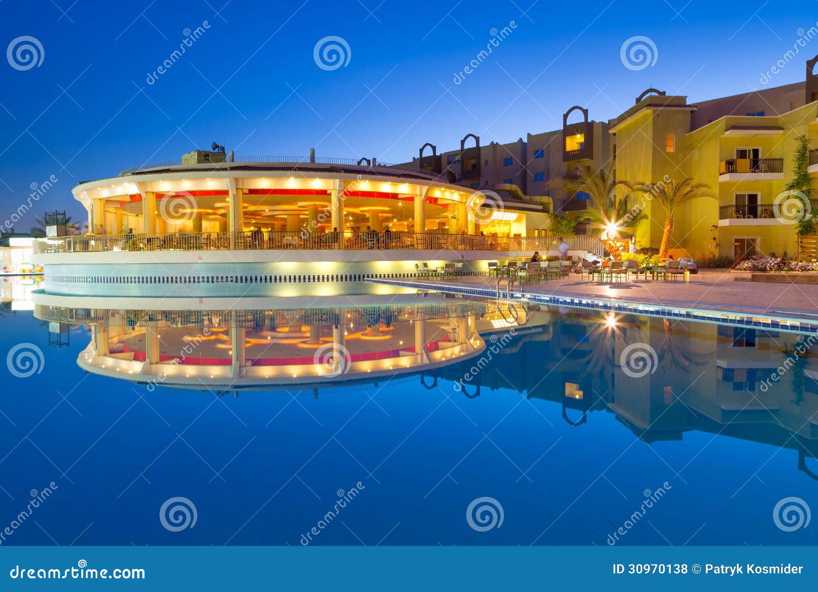 Swimming Pool of Tropical Resort in Hurghada at Night Stock Photo ...