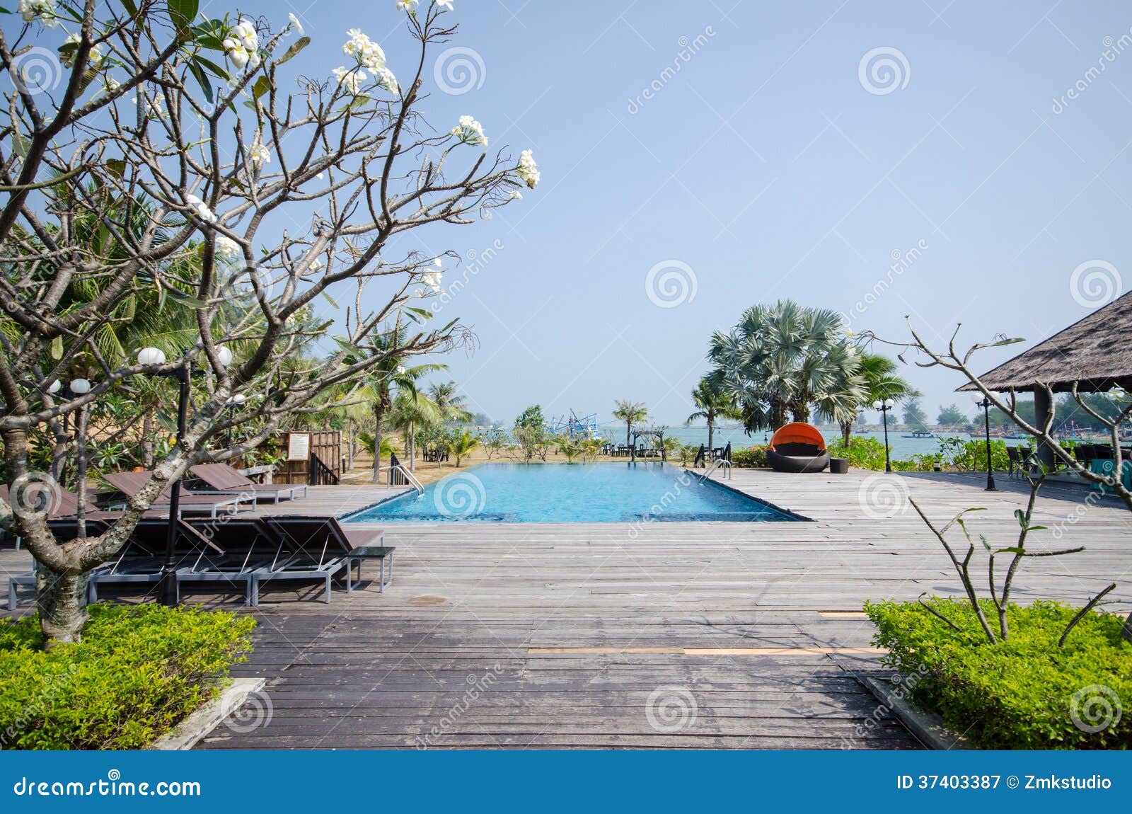 Swimming Pool in Tropical Style Resort Stock Image - Image of holiday ...