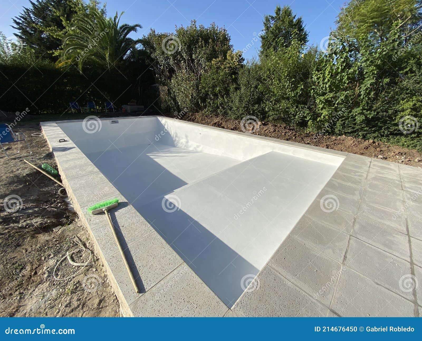 Swimming Pool Under Construction Stock Photo - Image of painted ...
