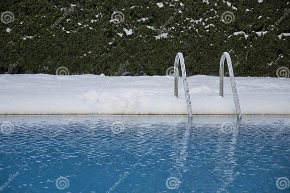 Swimming pool under snow stock photo. Image of snowstorm - 23137384