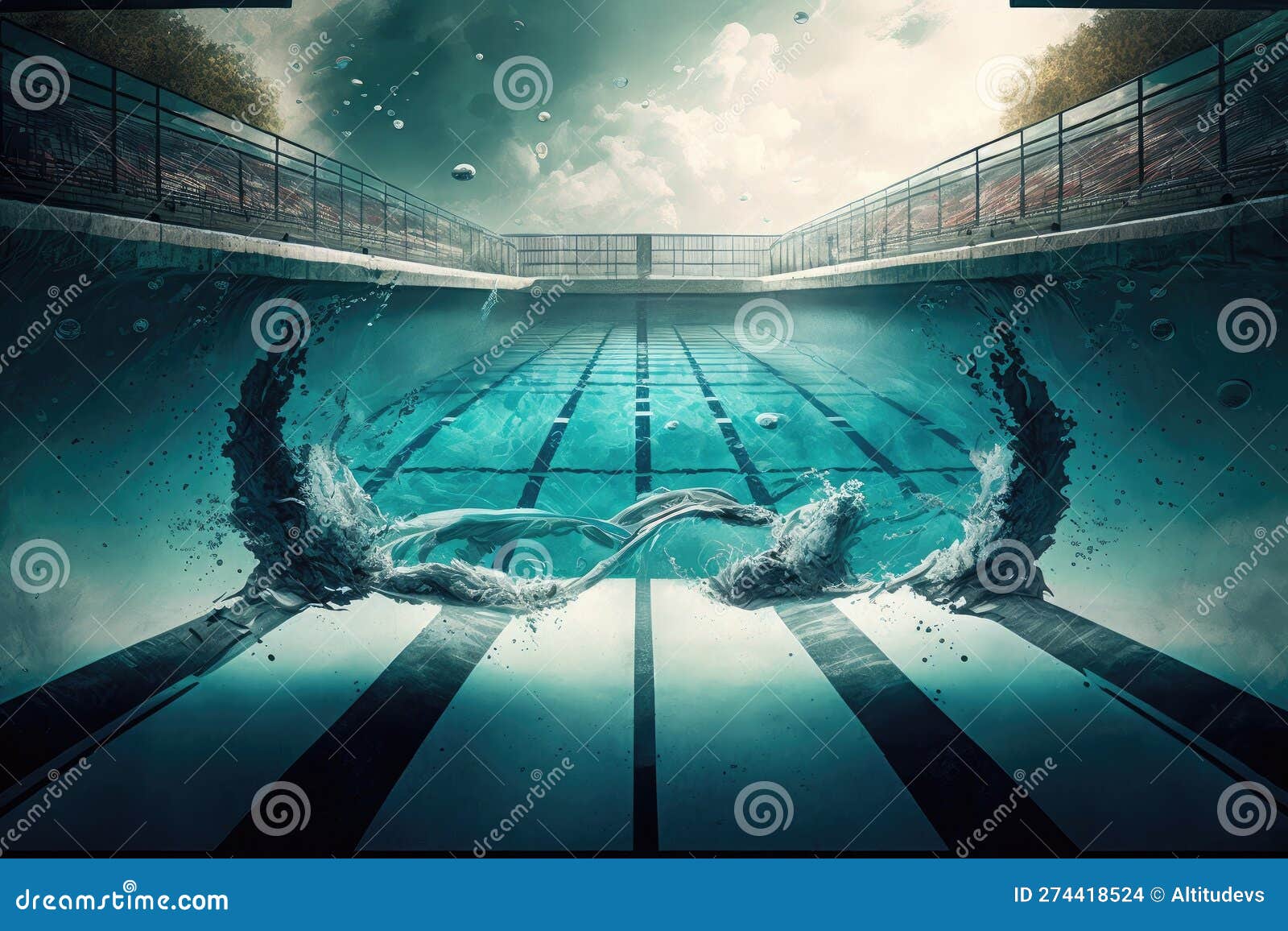 Swimming Pool with Underwater View of Swimming Lanes and Diving Boards ...