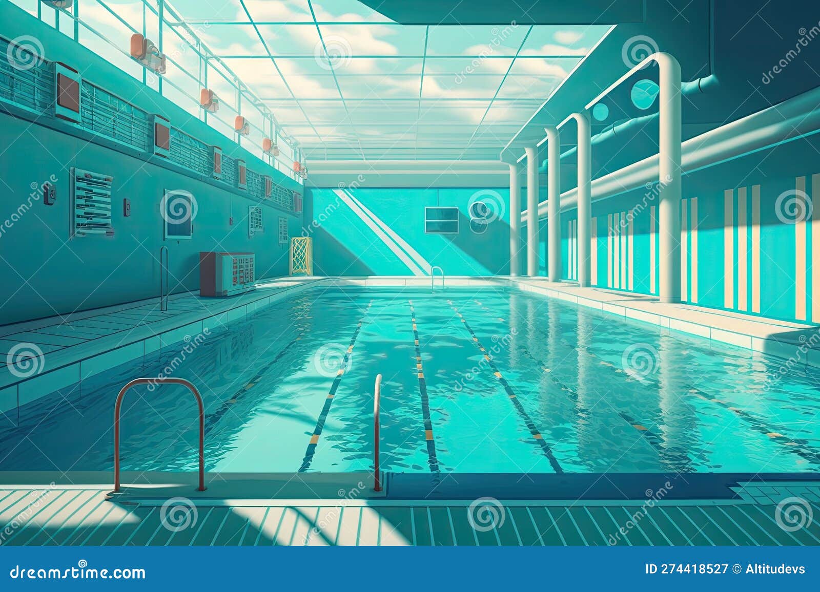 Swimming Pool with Underwater View of Swimming Lanes and Diving Boards ...