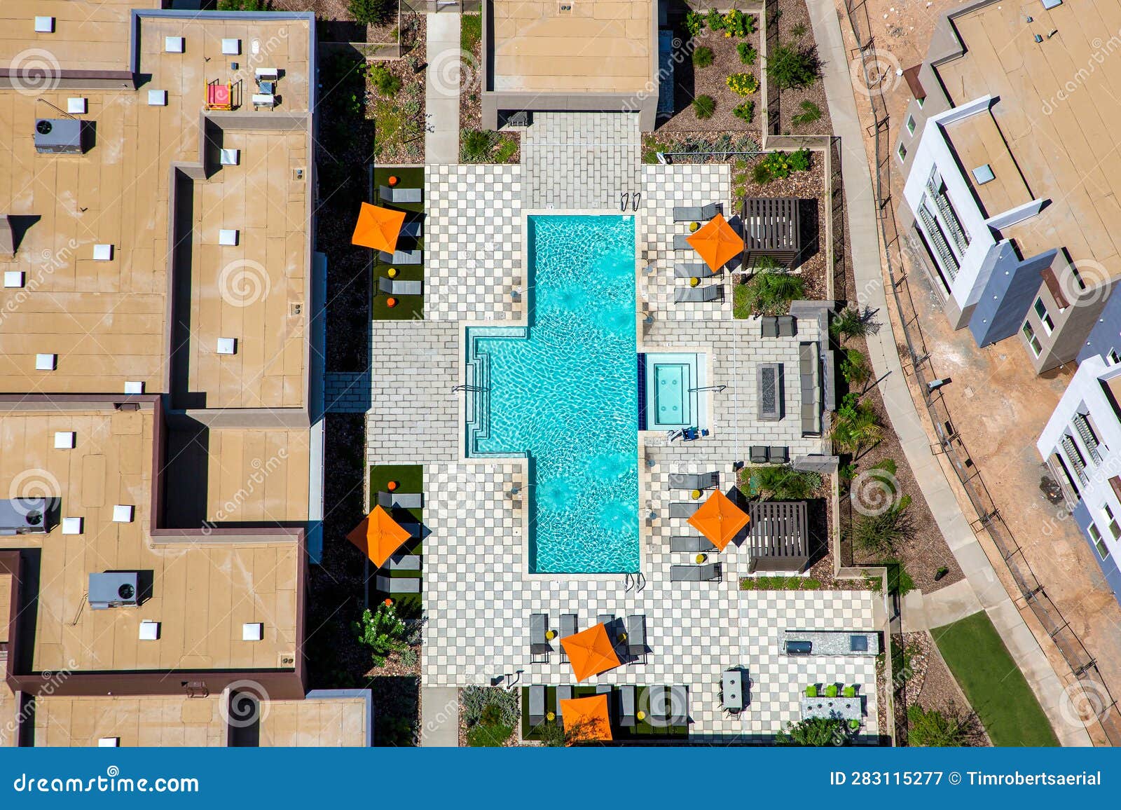 Swimming Pool and Spa Vertical View from Overhead Stock Image - Image ...
