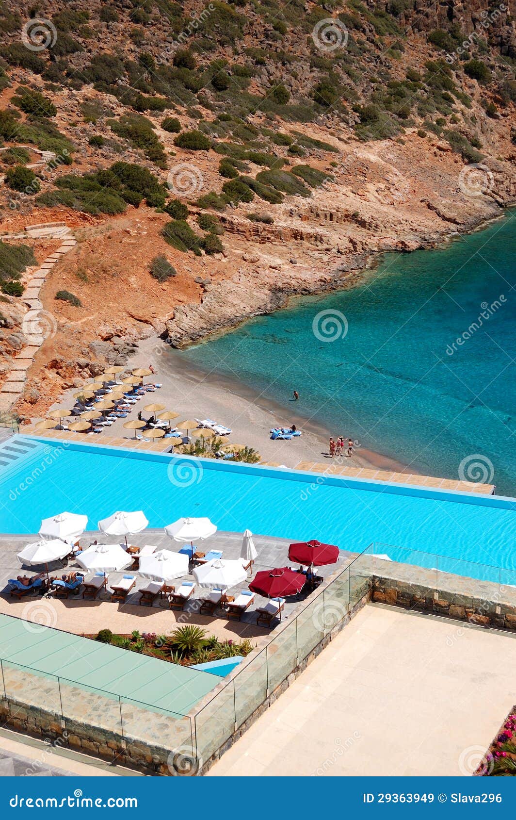 Swimming Pool with a View on Beach at the Luxury Hotel Stock Image ...