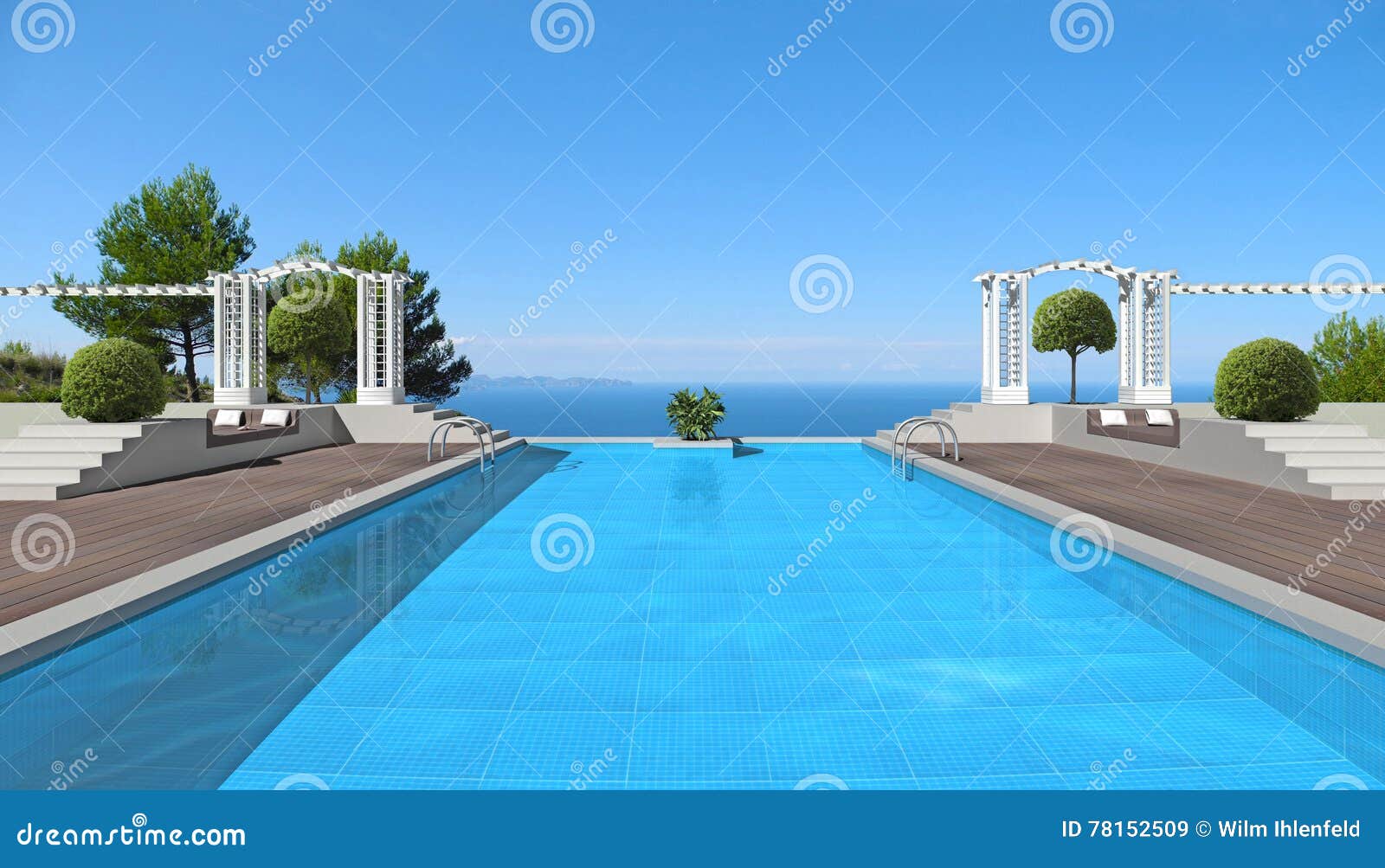 Swimming Pool with a View To the Sea Stock Image - Image of relaxation ...