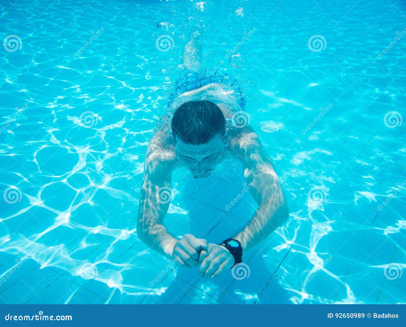 Swimming in the Pool View from Under a Water Stock Image - Image of ...