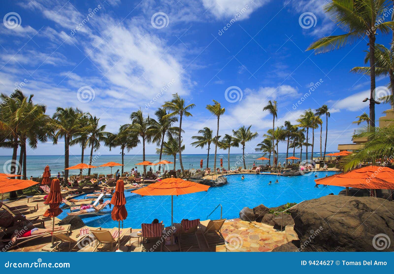 Swimming Pool on Waikiki Beach, Hawaii Stock Image - Image of vacation ...