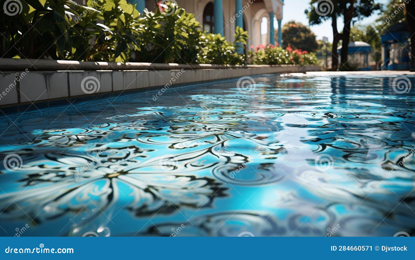 Swimming Pool Water Reflects Nature Wet Poolside Relaxation Pattern ...