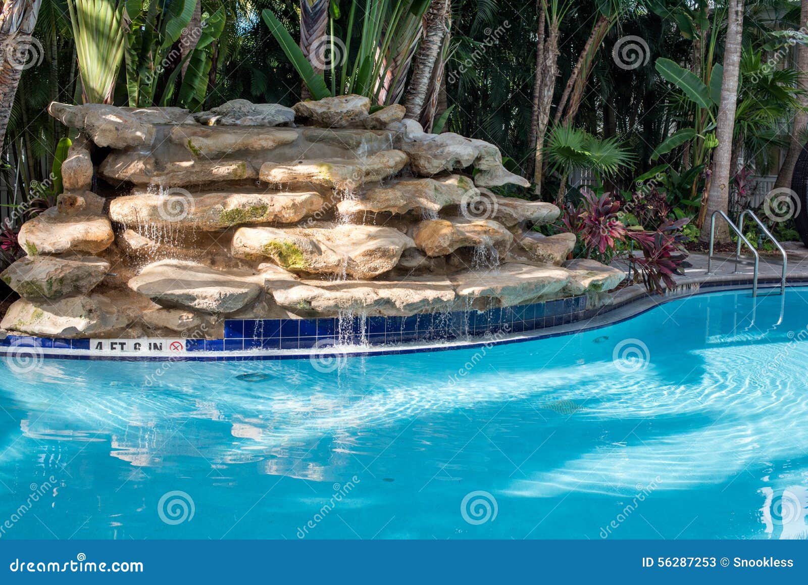 Swimming Pool and Waterfall Stock Image - Image of west, vacation: 56287253