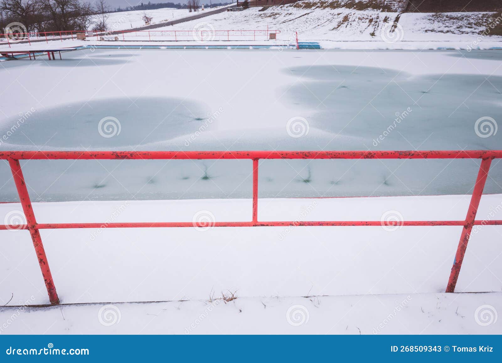 Swimming pool in winter stock image. Image of recreation - 268509343